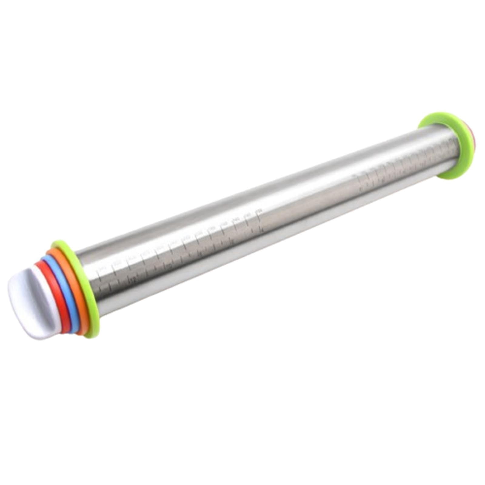 Yuioop Rolling Pin with Thickness Rings, 18 Inch Long Stainless Steel ...