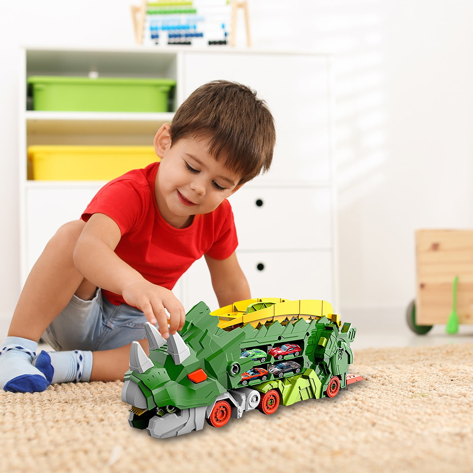 Yuioop Swallowing Cars Dinosaur Truck Toys, Dinosaur Car Track Set ...
