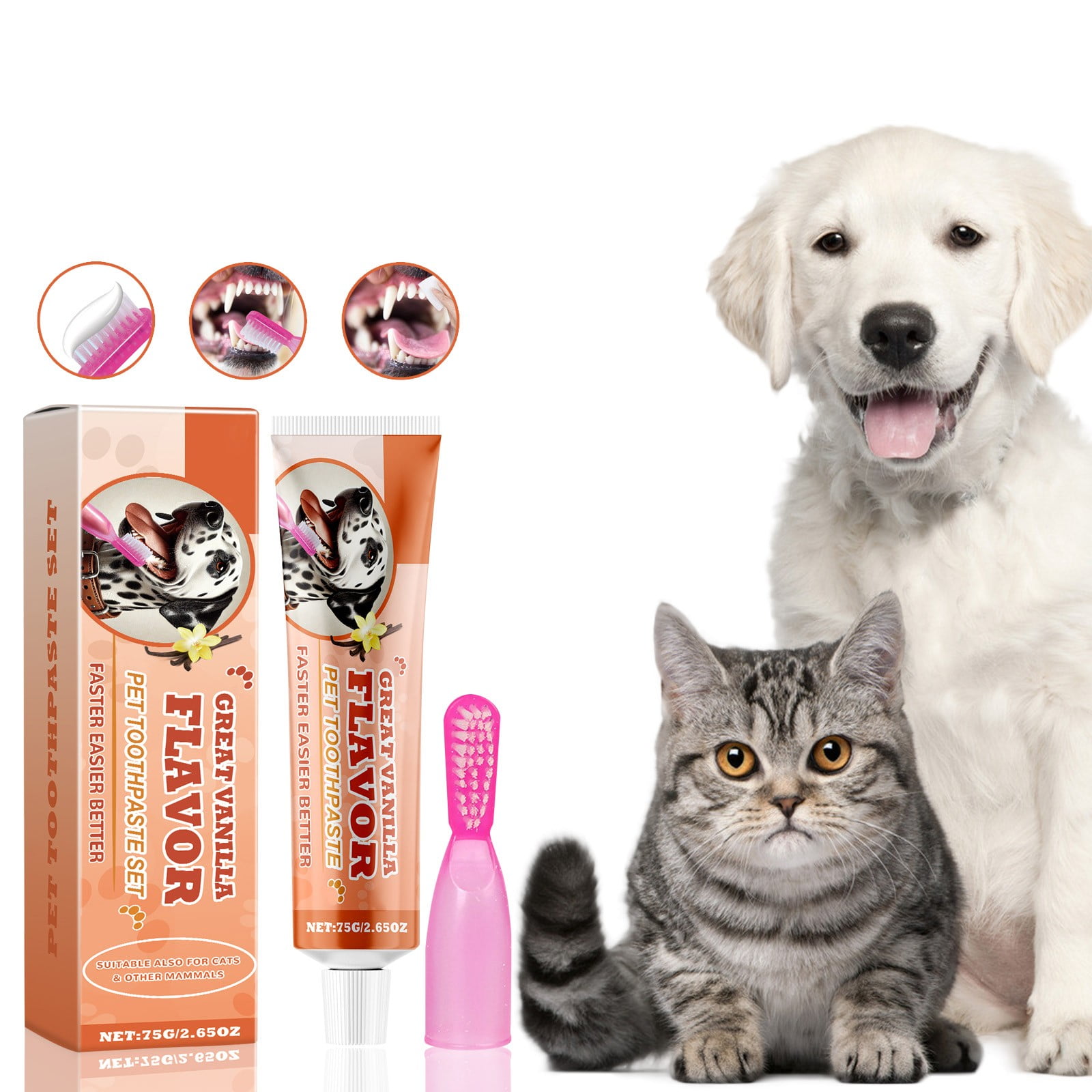Yuioop Toothpaste for Dogs and Toothbrush, Natural Ingredient ...