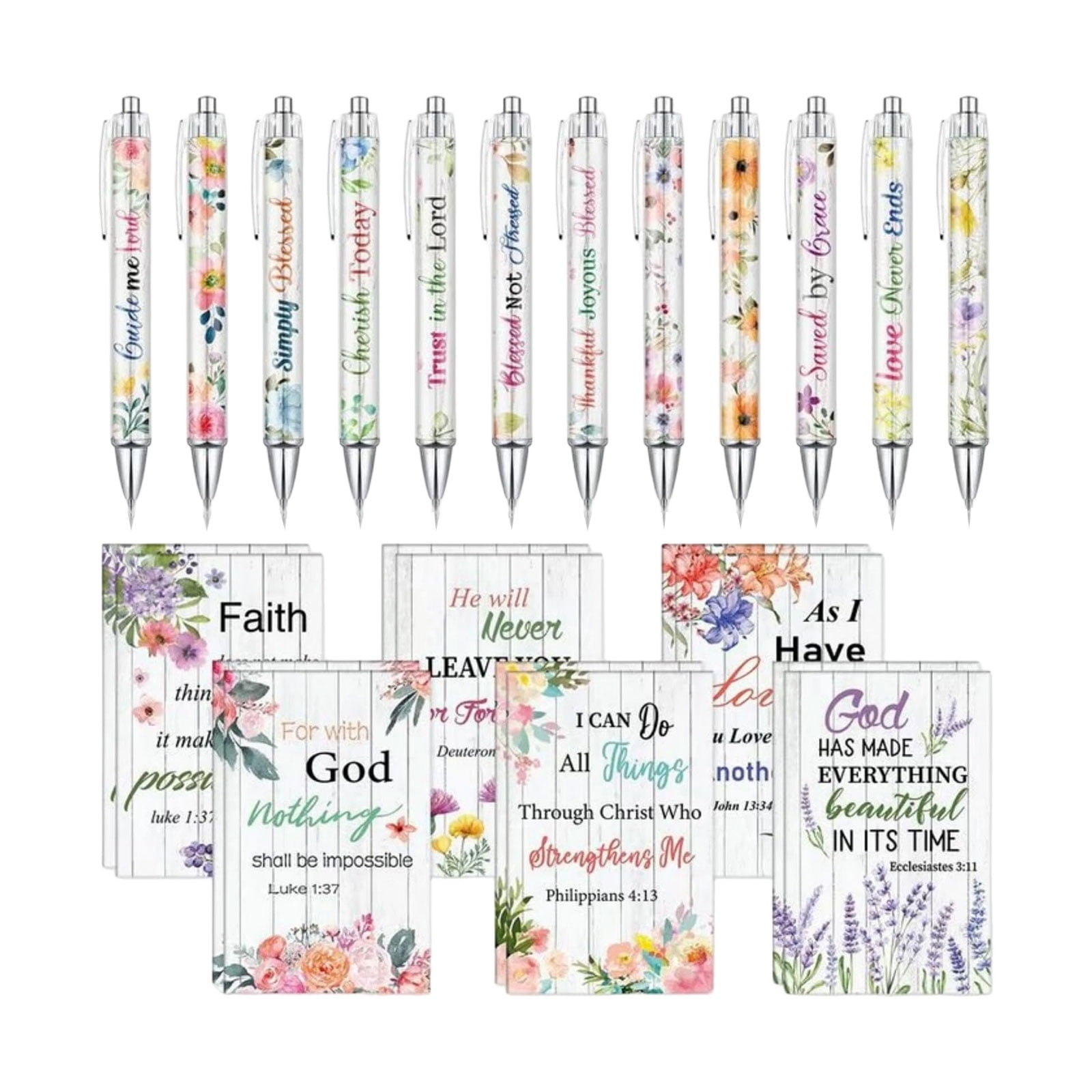 YujiCraft Christmas Bible Verse Pen and Notebook Gift Set, Religious ...