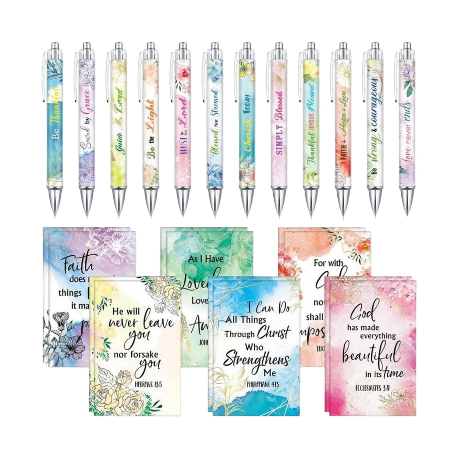 YujiCraft Christmas Bible Verse Pen and Notebook Gift Set, Religious ...