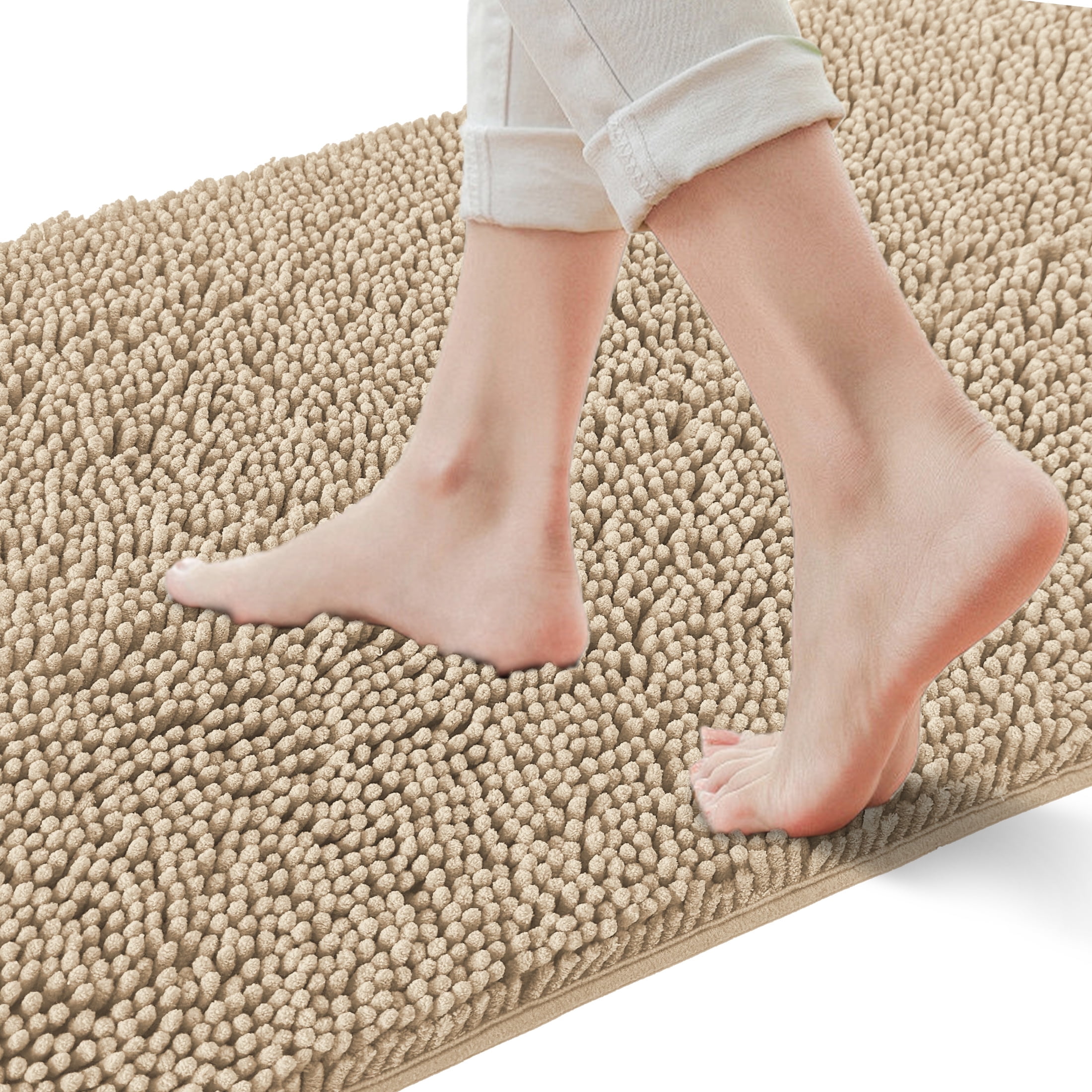 Yujoon Super Soft Chenille Bathroom Rug Non-Slip Absorbent Machine ...