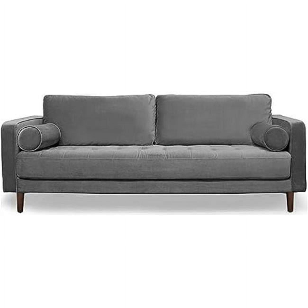 Yuko 88 Inch Loveseat with 2 Rolled Pillows, Soft Gray Velvet Upholstery - Walmart.com