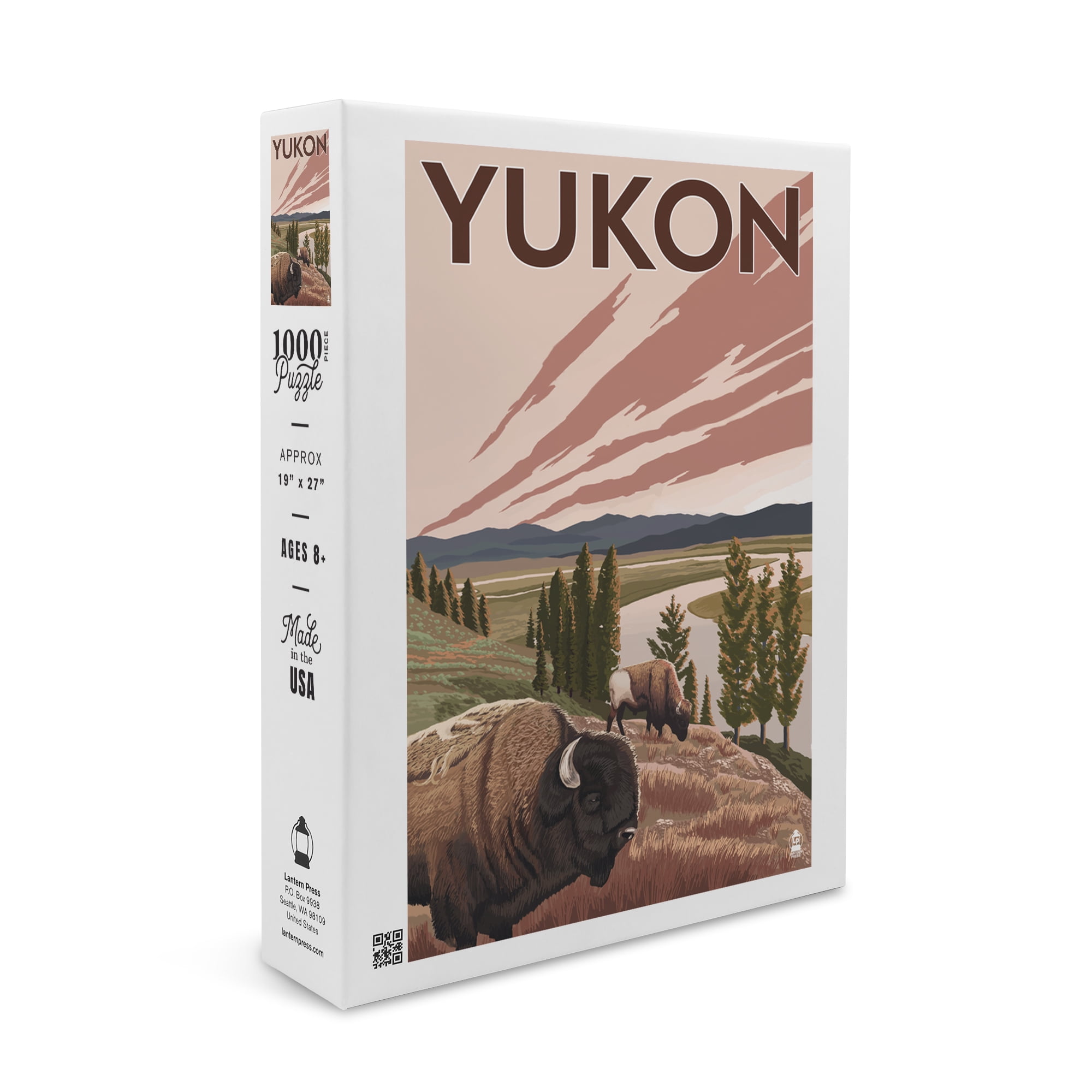 Yukon, Canada, Bison and River (1000 Piece Puzzle, Size 19x27 ...