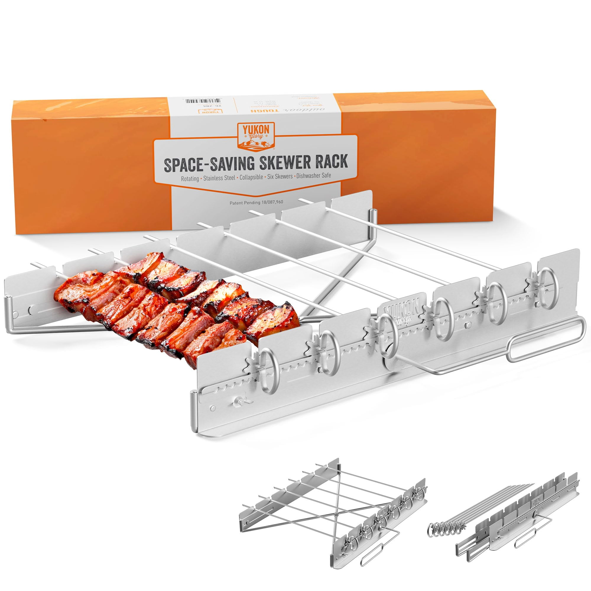 Yukon Glory BBQ Kabob Grill Rack | Rotating Kebab Skewers | Metal ...