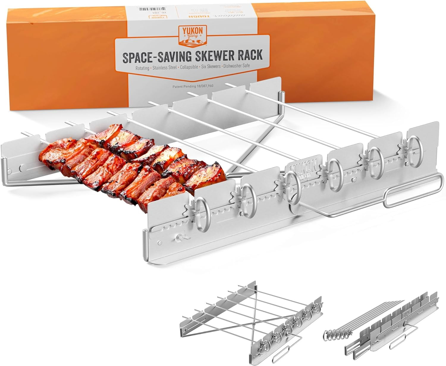 Yukon Glory BBQ Kabob Grill Rack | Rotating Kebab Skewers | Metal ...