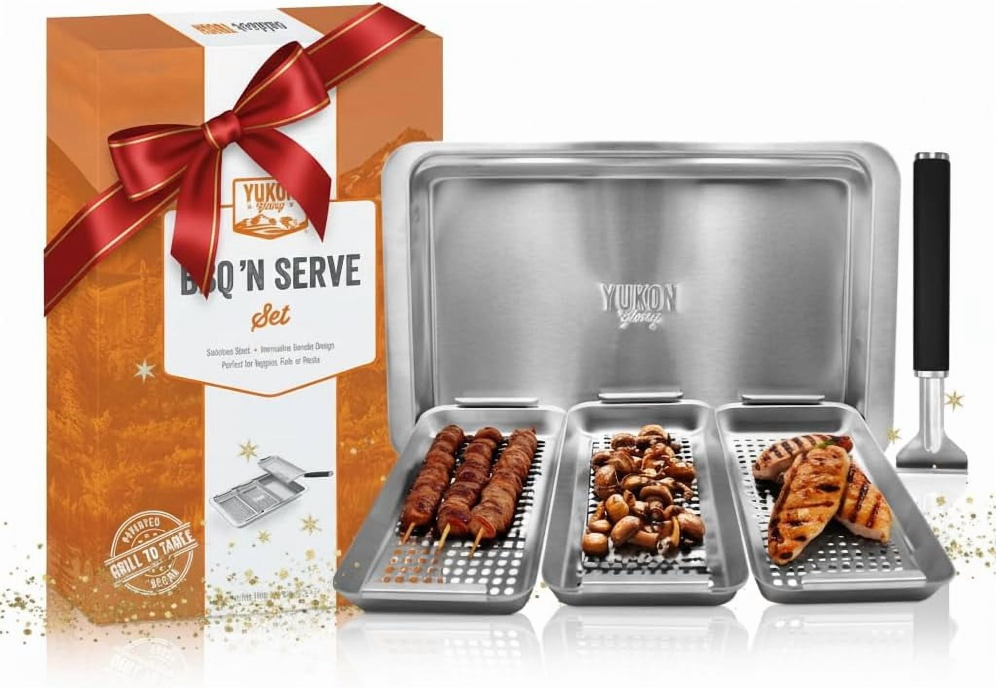 Yukon Glory BBQ Vegetable Grill Basket Set, Stainless Steel, 3 Baskets ...