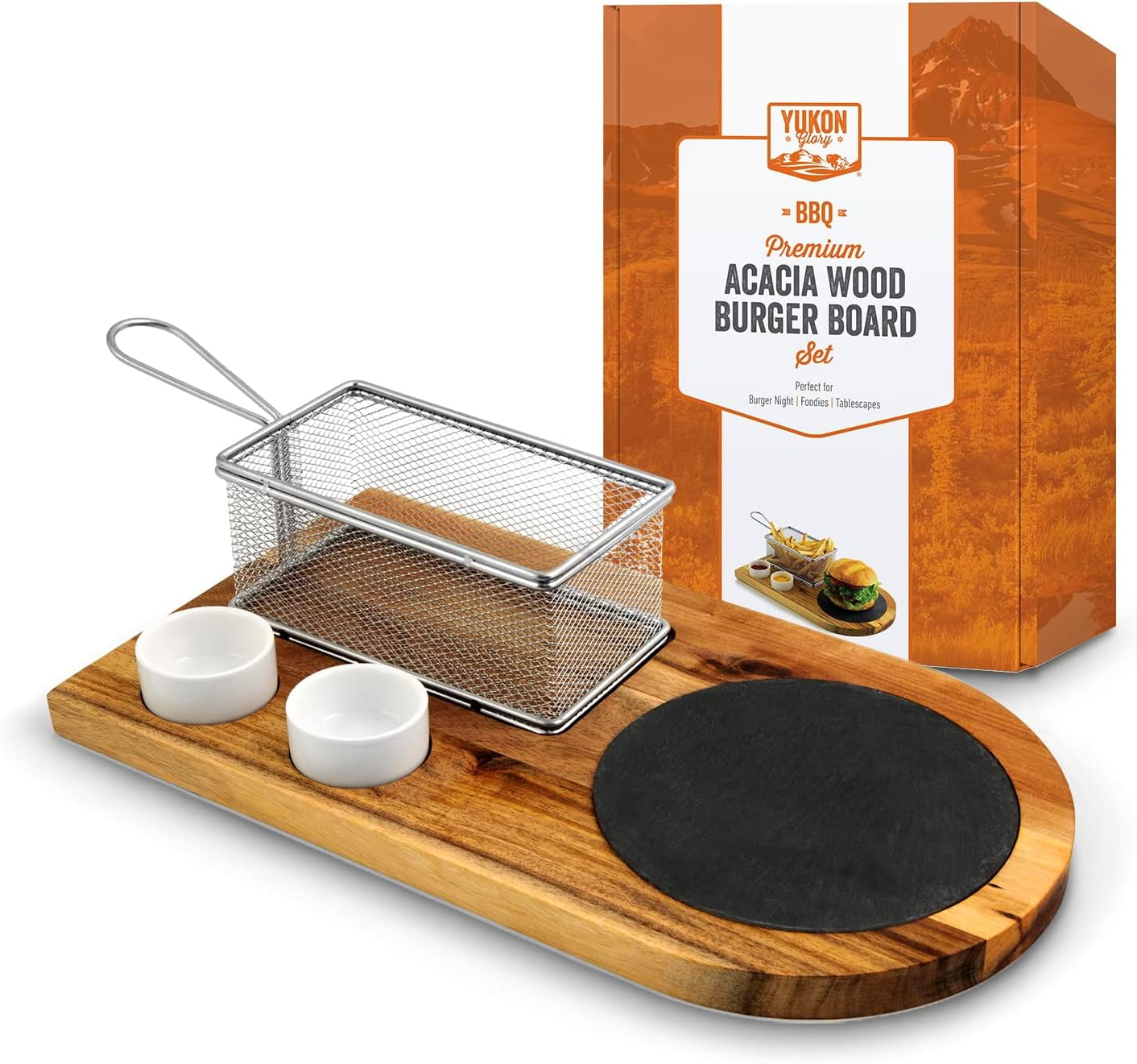 Yukon Glory Burger Board Serving Set Wooden Serving Trays with Grill ...