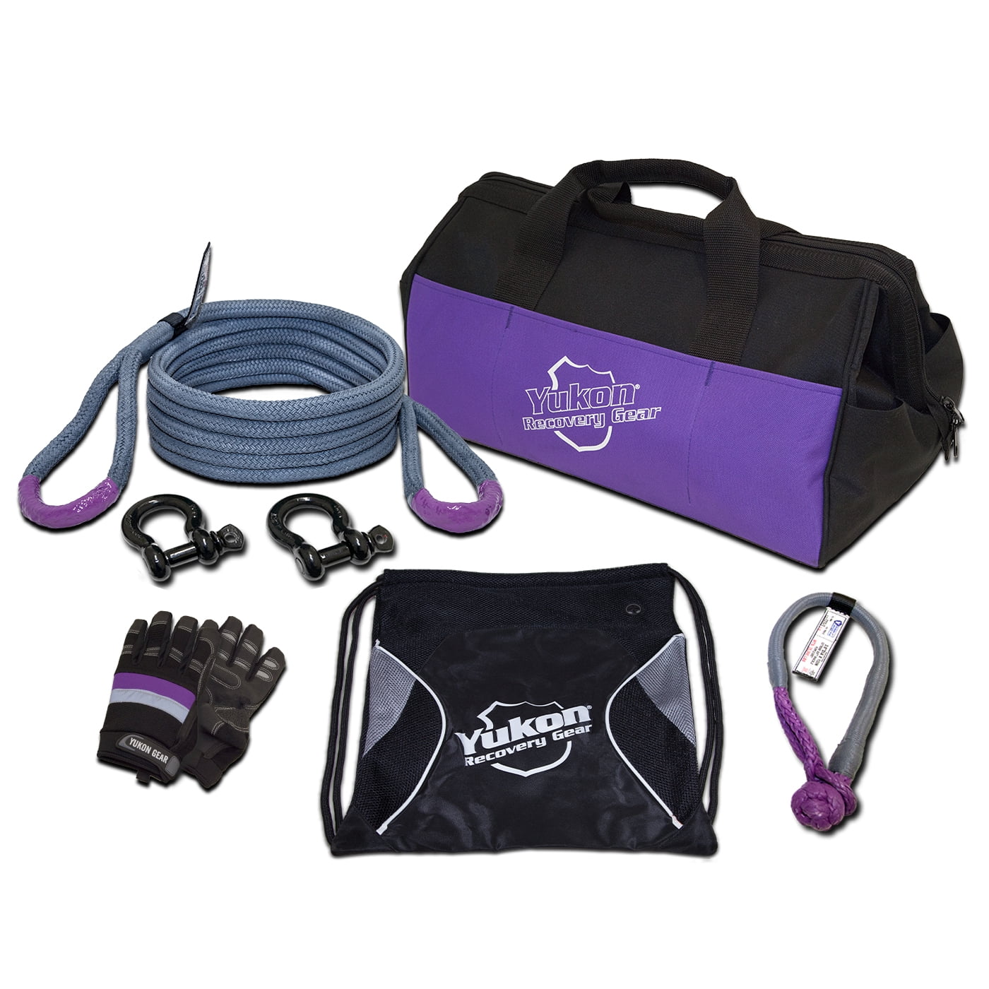 Yukon Recovery Gear Kit with 3/4″, 20-Foot Long Kinetic Rope, Shackles ...
