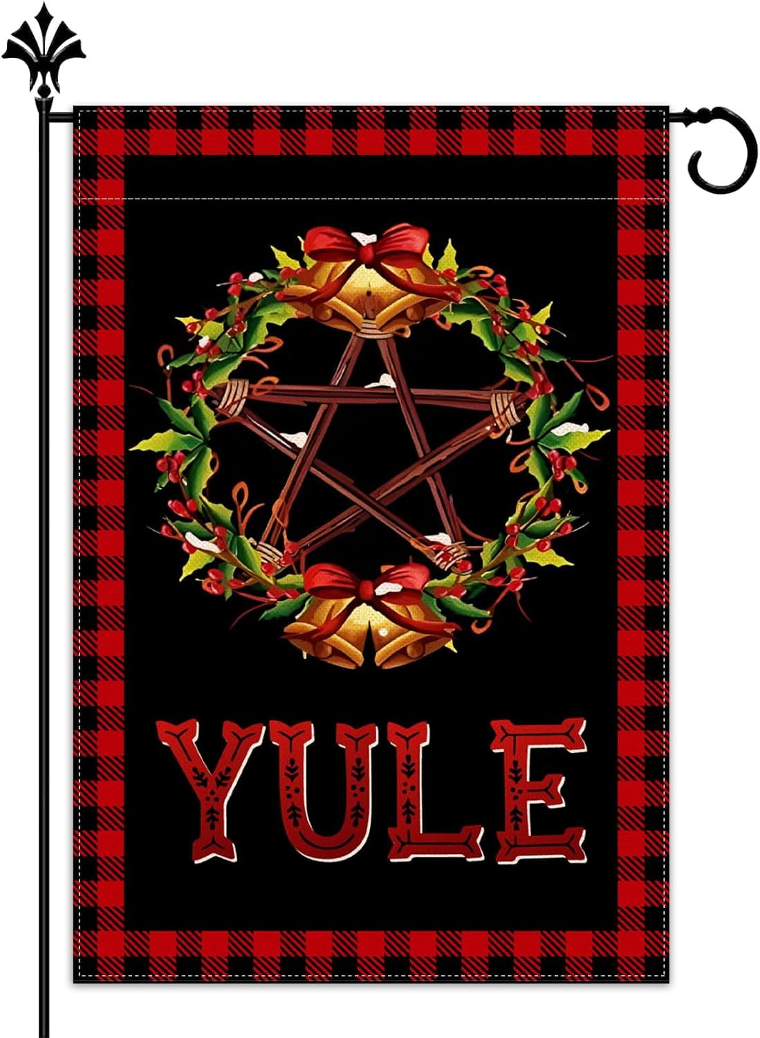 Yule Garden Flag Christmas Buffalo Plaid Check Pagan Winter Solstice ...