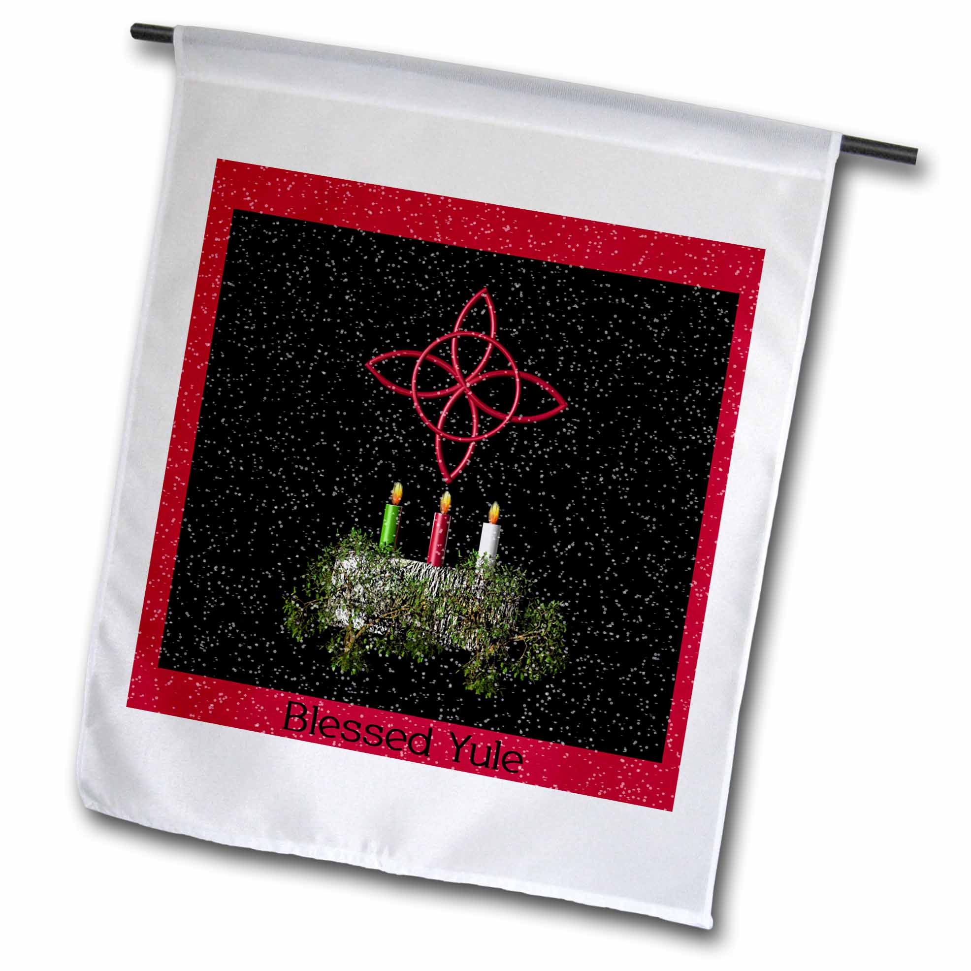 3dRose, Yule log with candles and holly, 18 x 27 inch Garden Flag ...