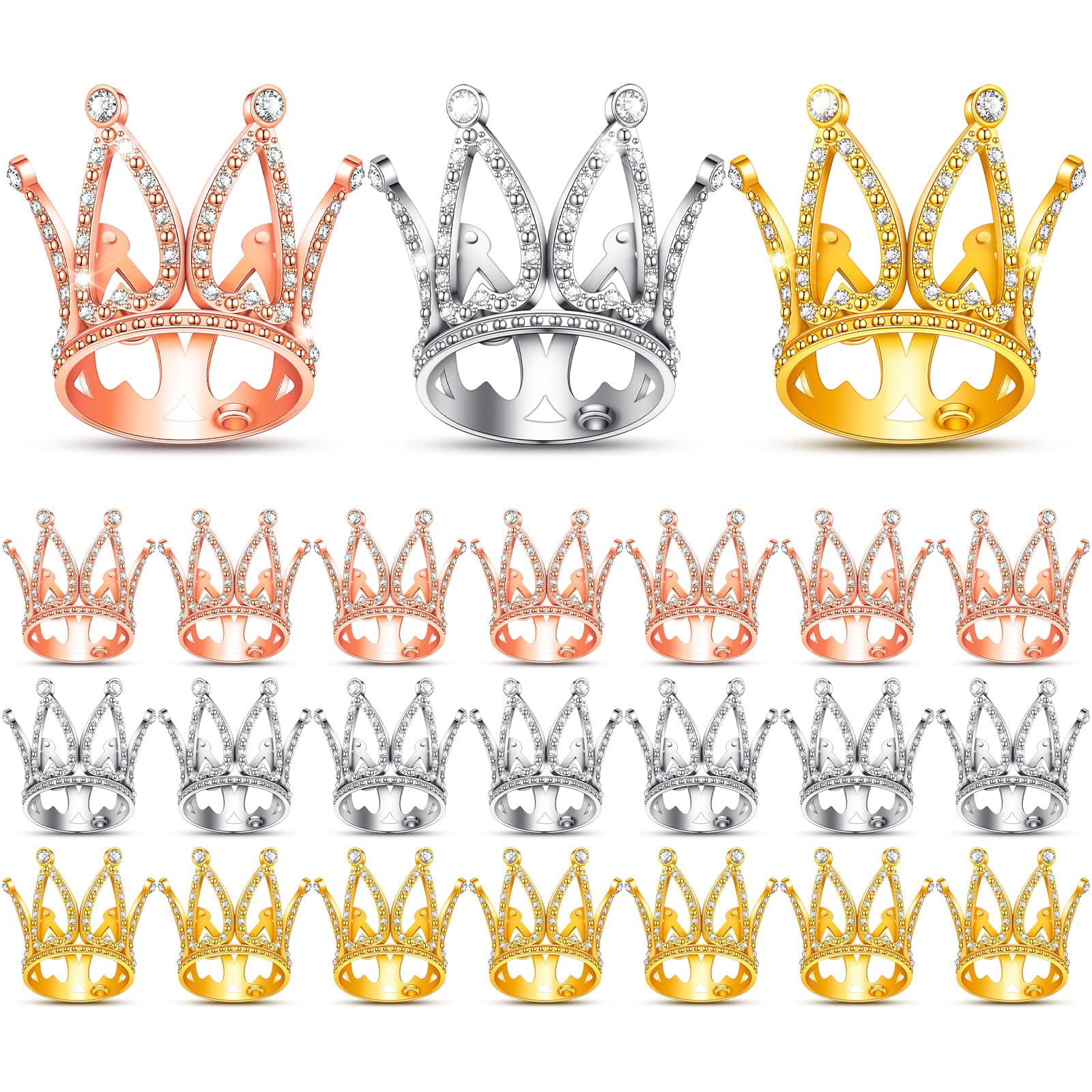 Yulejo 24 Pcs Crown Cake Topper COC1Mini Baby Tiny Queen Small Princess ...