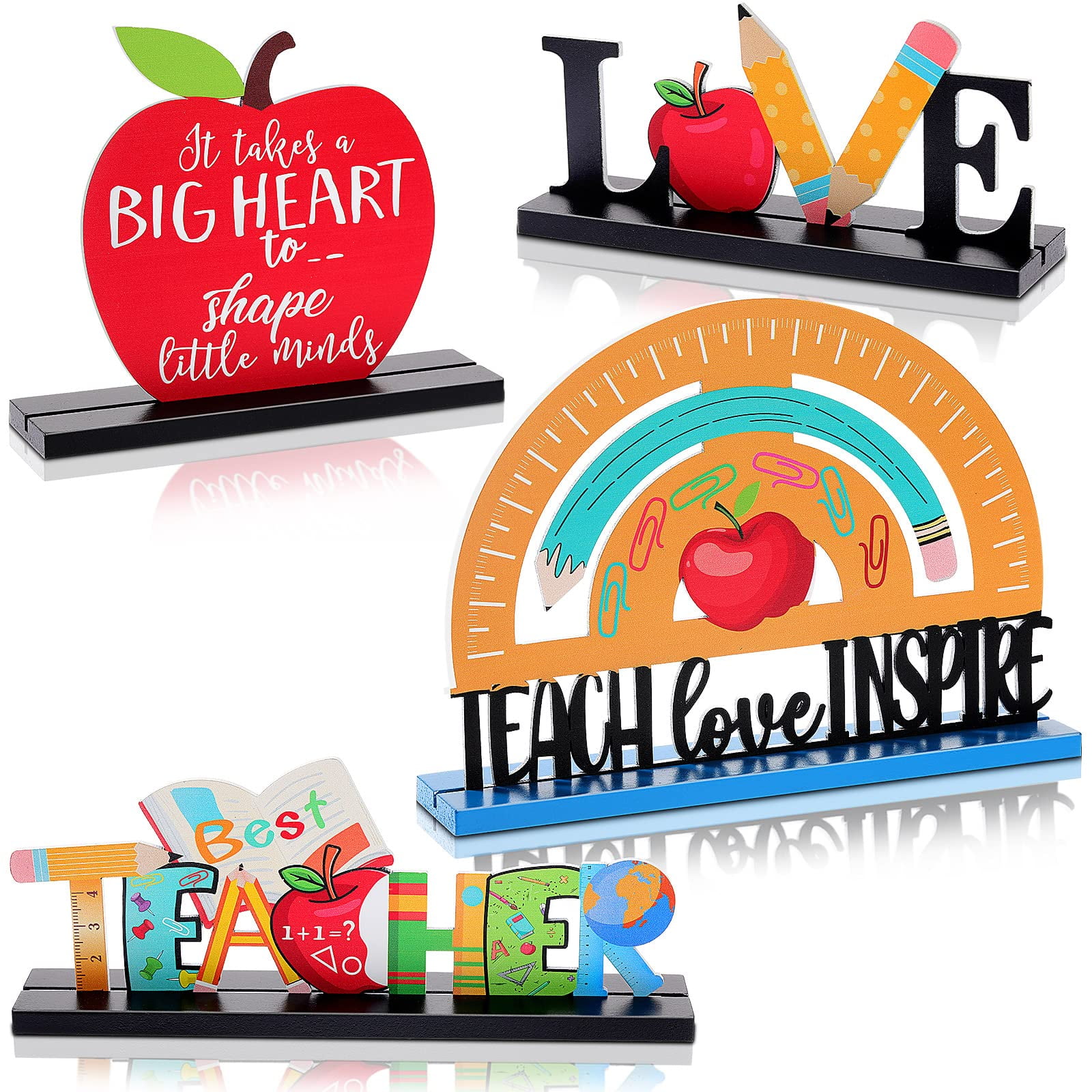 Yulejo 4 Pcs Teacher Appreciation Table Centerpieces Decorations Best ...