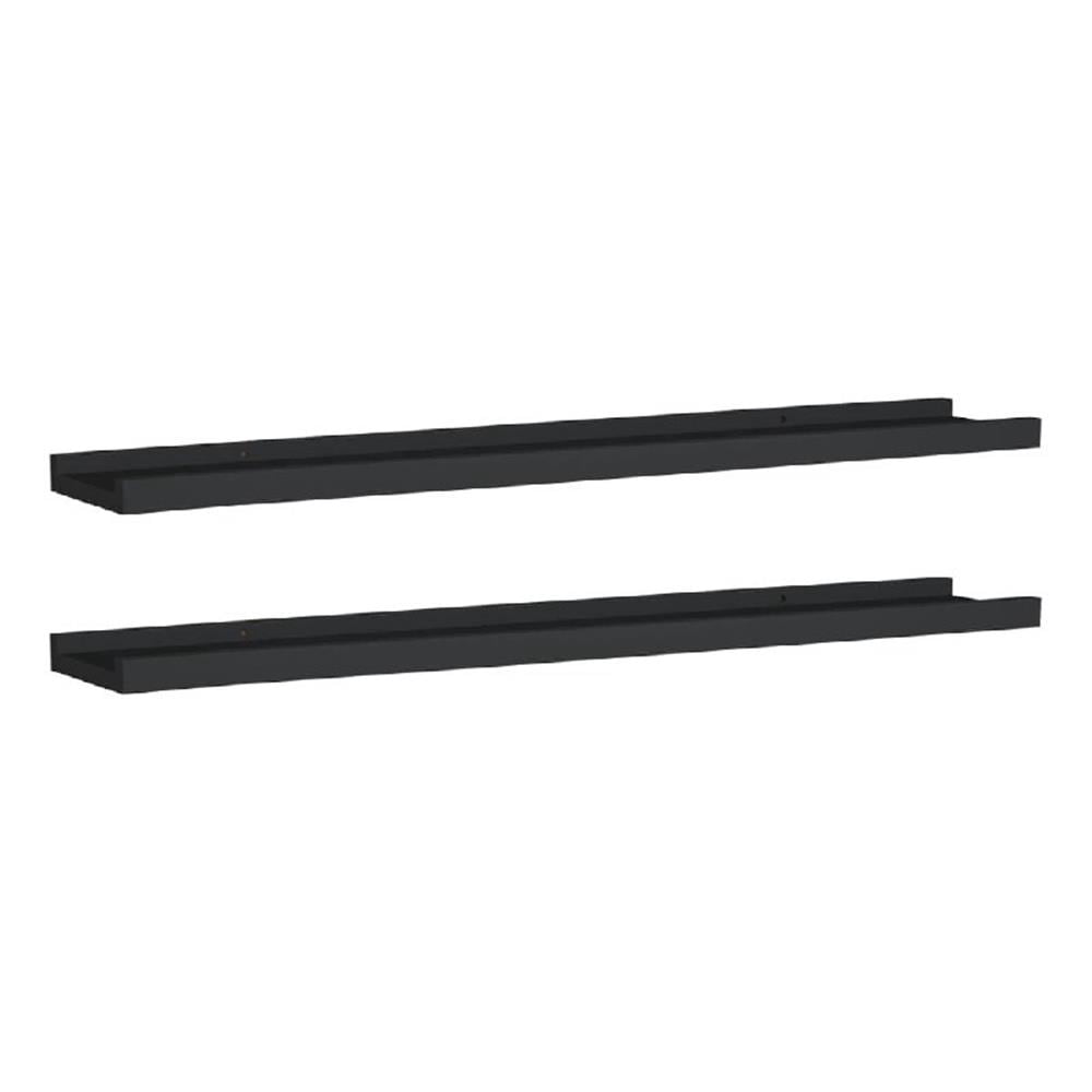 Yuli Wall Shelf Set of 2-Raised Ledge Design-Classic Black 32 Inch ...