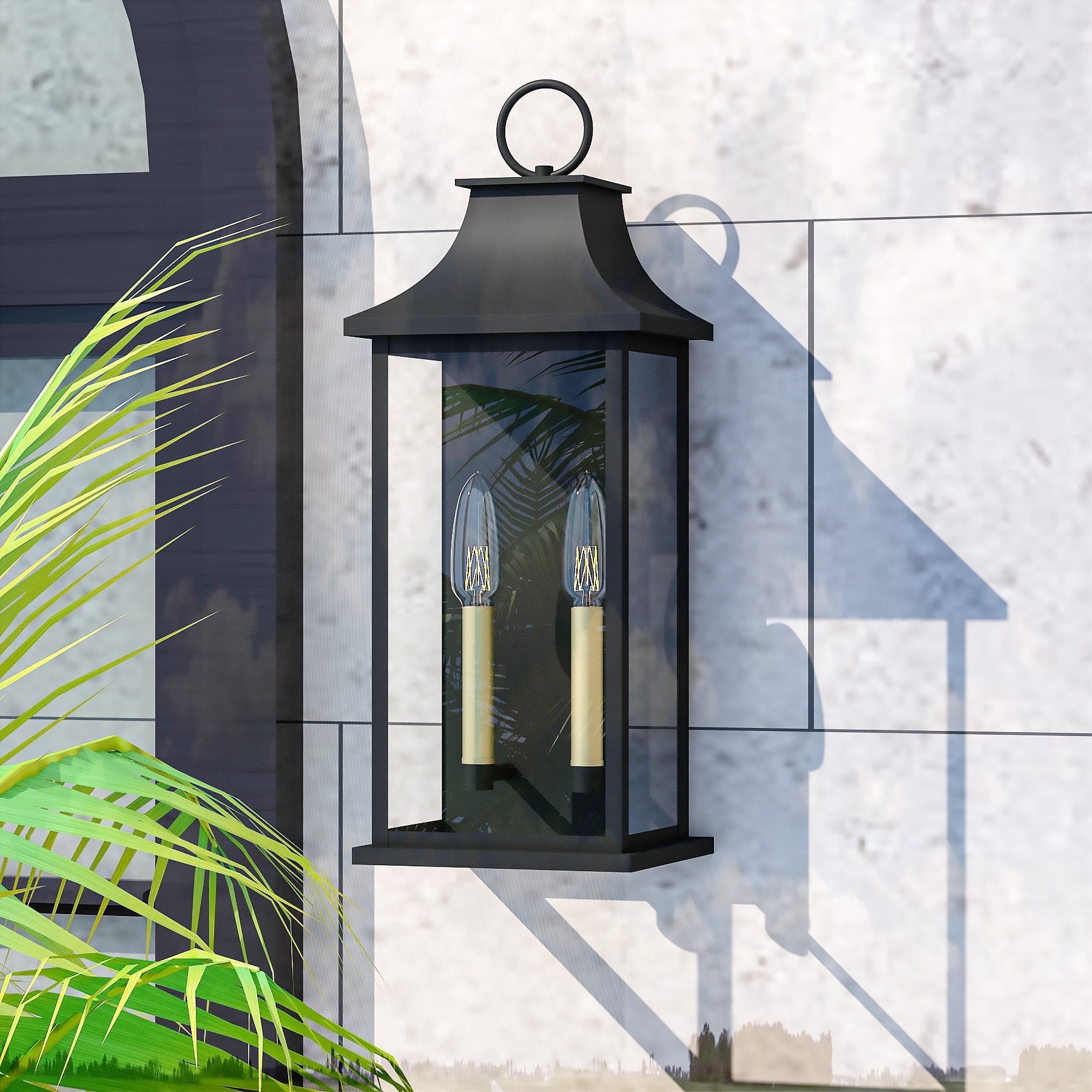 Yullili Dusk to Dawn Outdoor Wall Light 2-Light, 21" Large Outside Wall ...