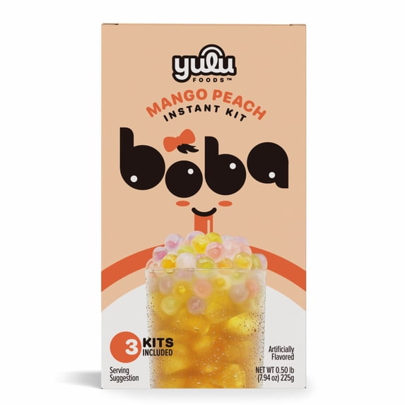 Yulu Foods Instant Boba Mango Peach Tea, Bubble Tea Kit, 3 Drinks ...