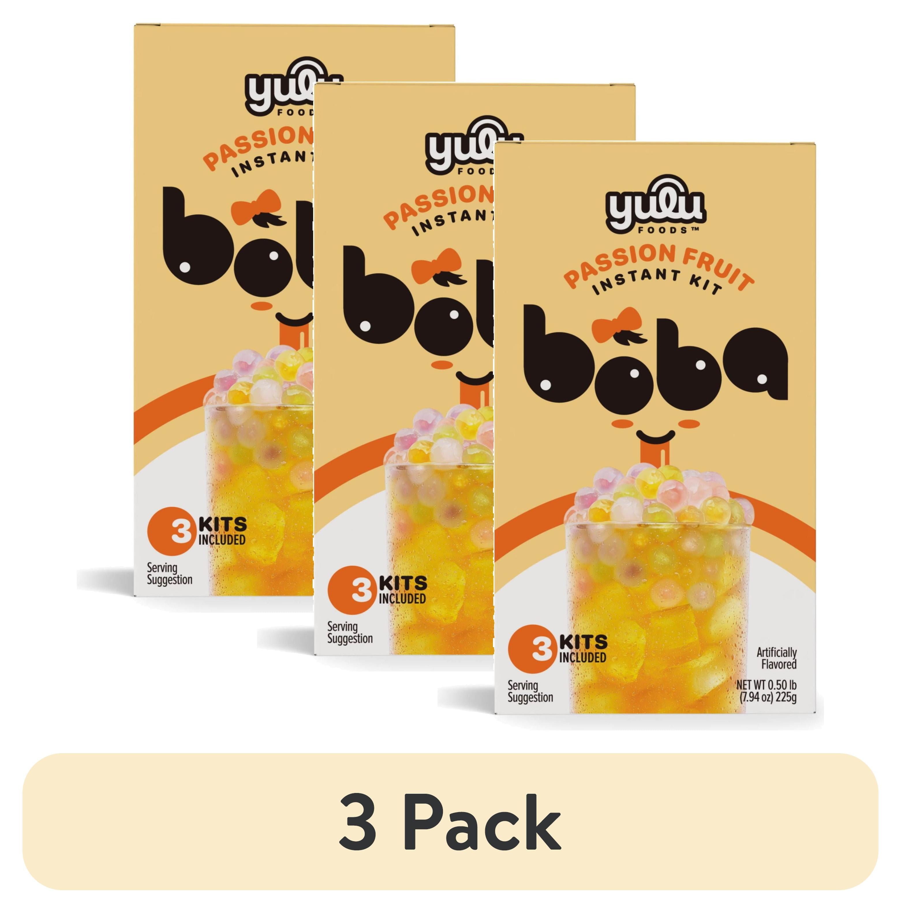 (3 pack) Yulu Instant Boba Passion Fruit, Bubble Tea Kit, 3 Drinks ...