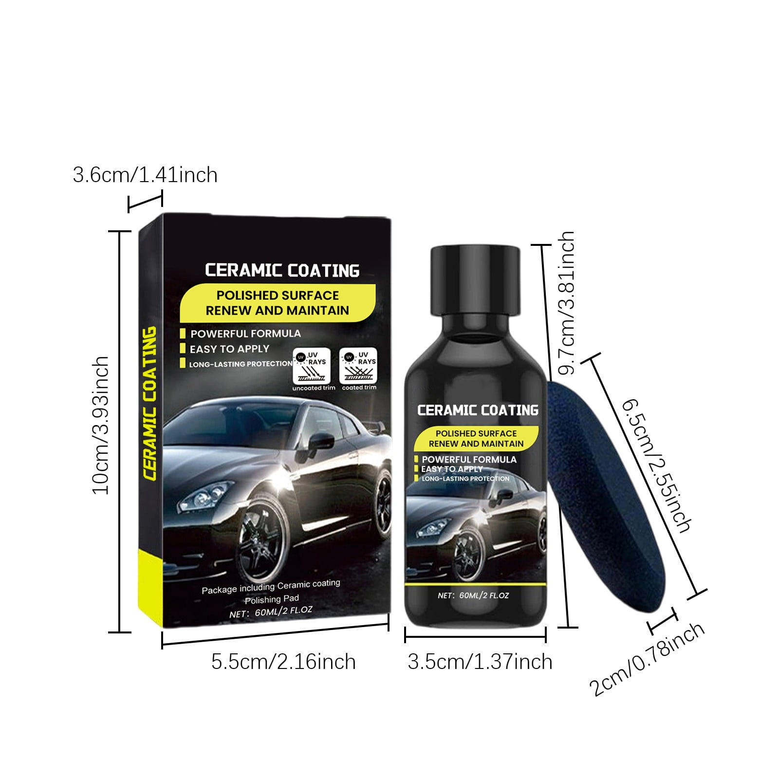 Yulucky Ceramic Coating,Graphene Ceramic Coating Kit for Cars – 60ml ...