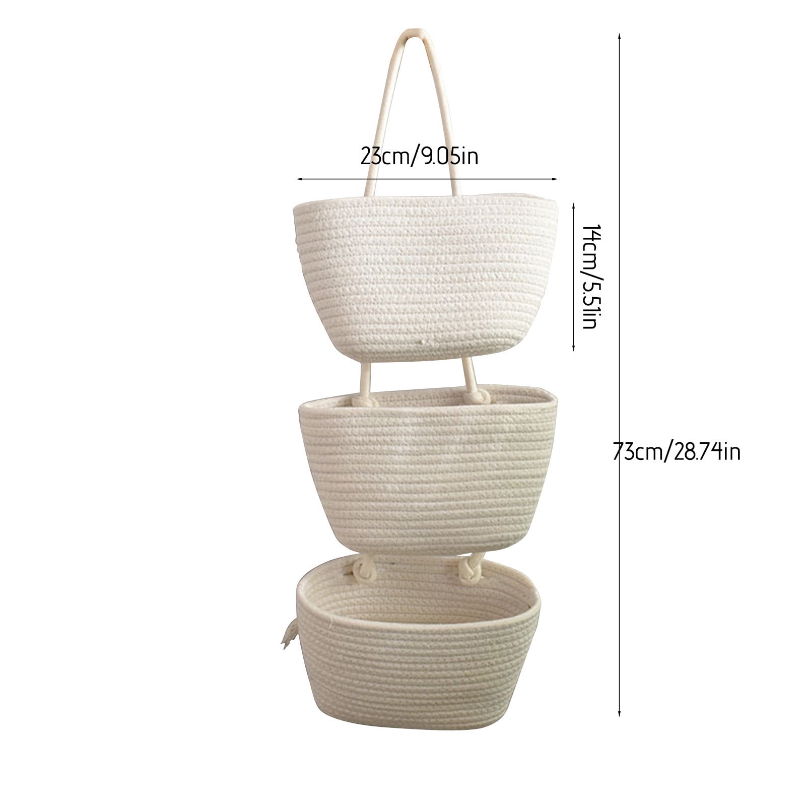 Yulucky Cotton Storage Basket,3-Pack White Foldable Wall Storage ...