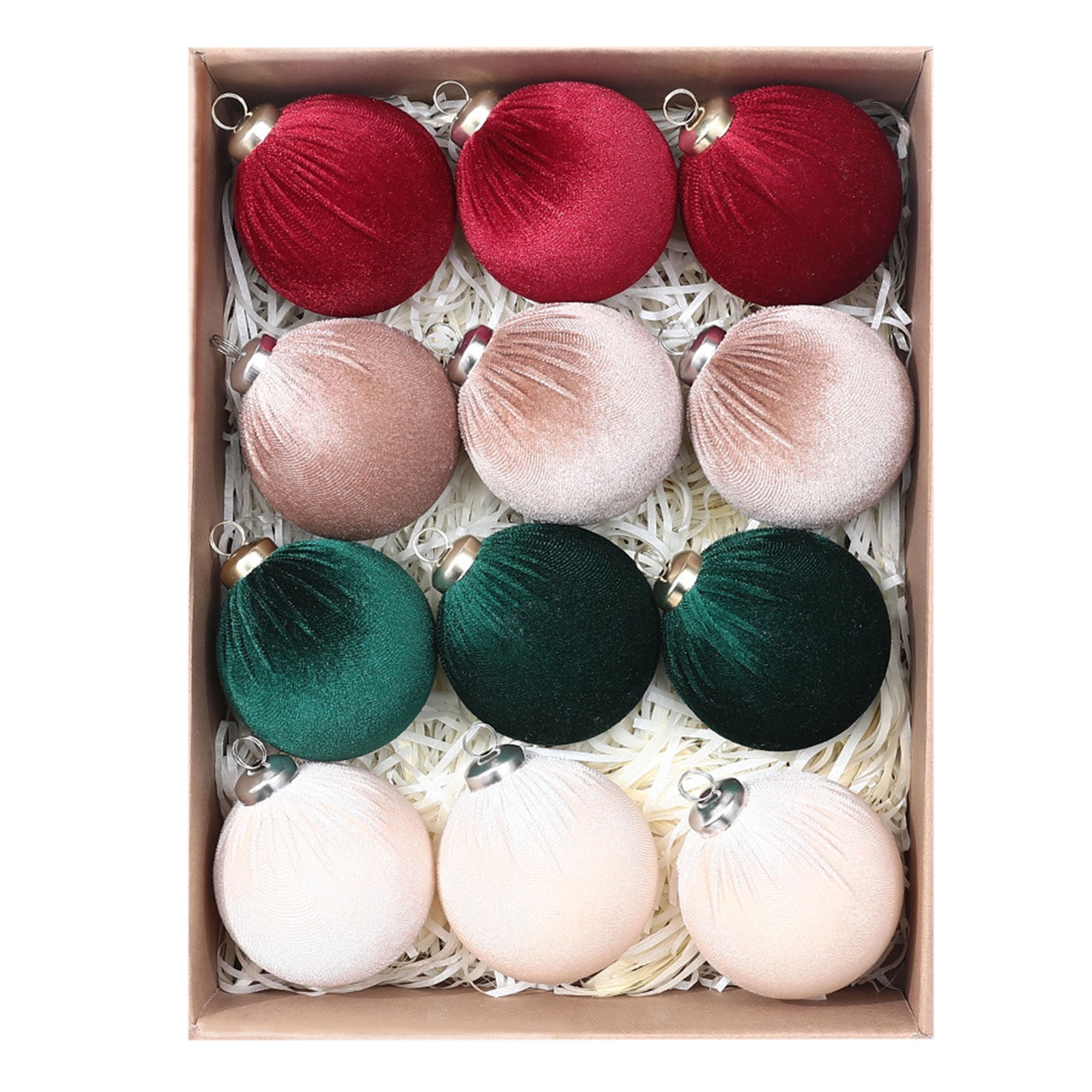 Yulucky Decorative Ball,6cm Velvet Christmas Tree Ornaments Set of 12 ...