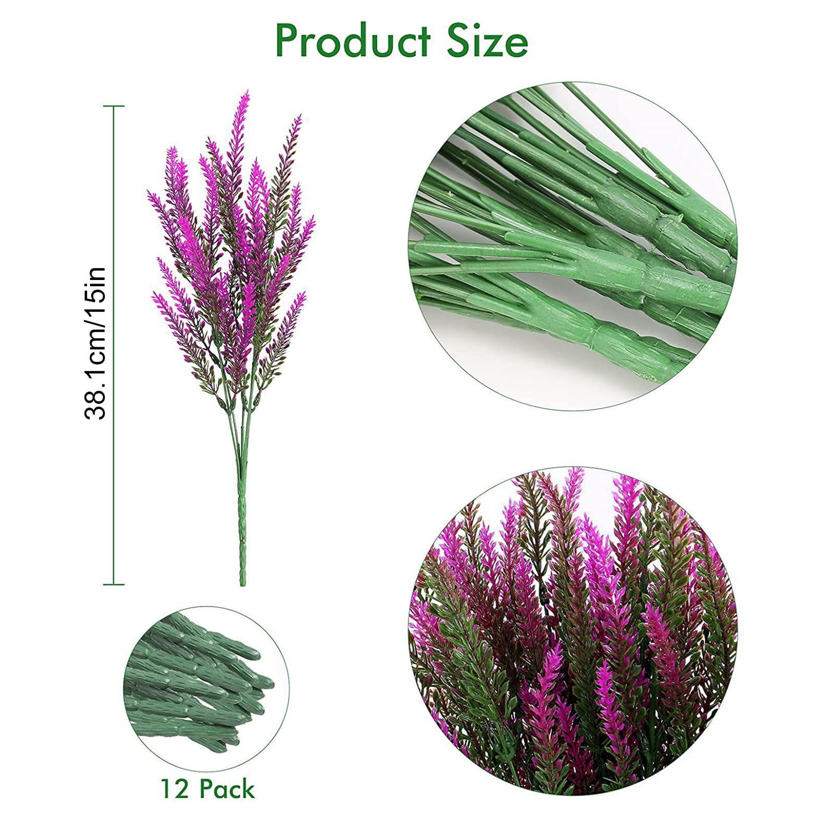Yulucky Fake Lavender,10Pcs Fake Lavender Flowers 15" Long Faux Plastic ...