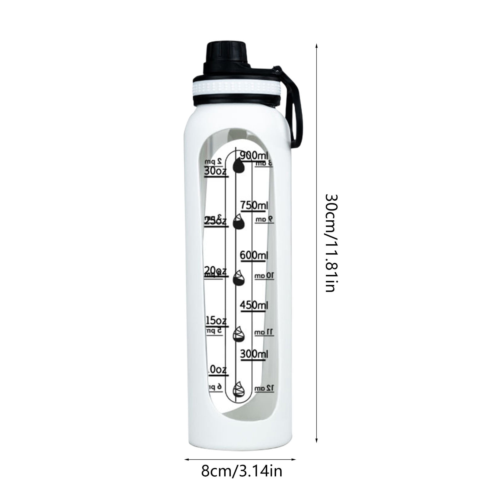 Yulucky Glass Transparent Scale Glass,Large 1000ml Glass Water Bottle ...