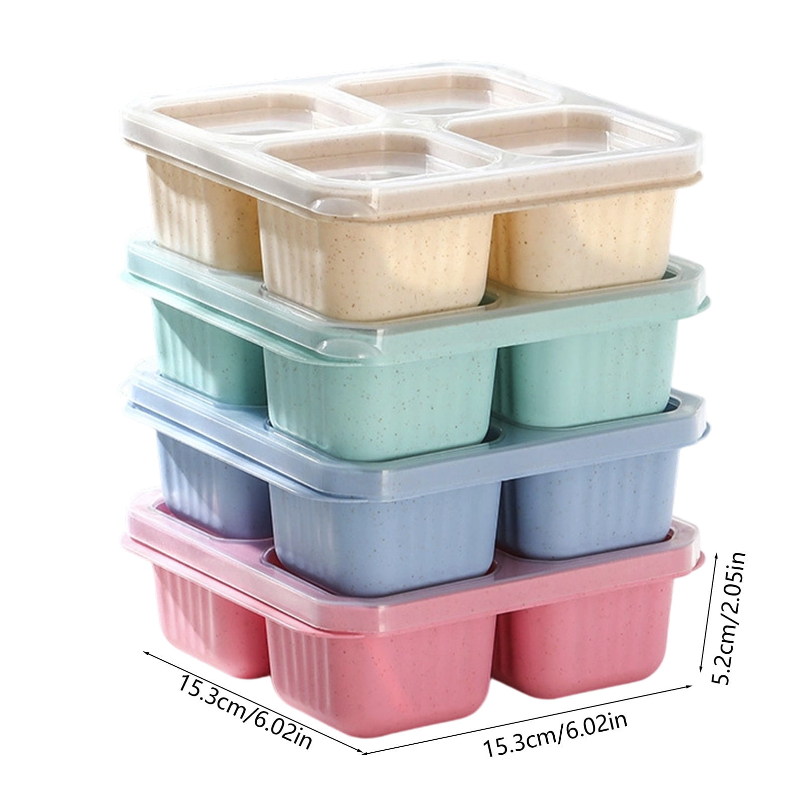 Yulucky Plastic Lunch Box,4 Pack Bento Box 4 Compartment Food Storage ...