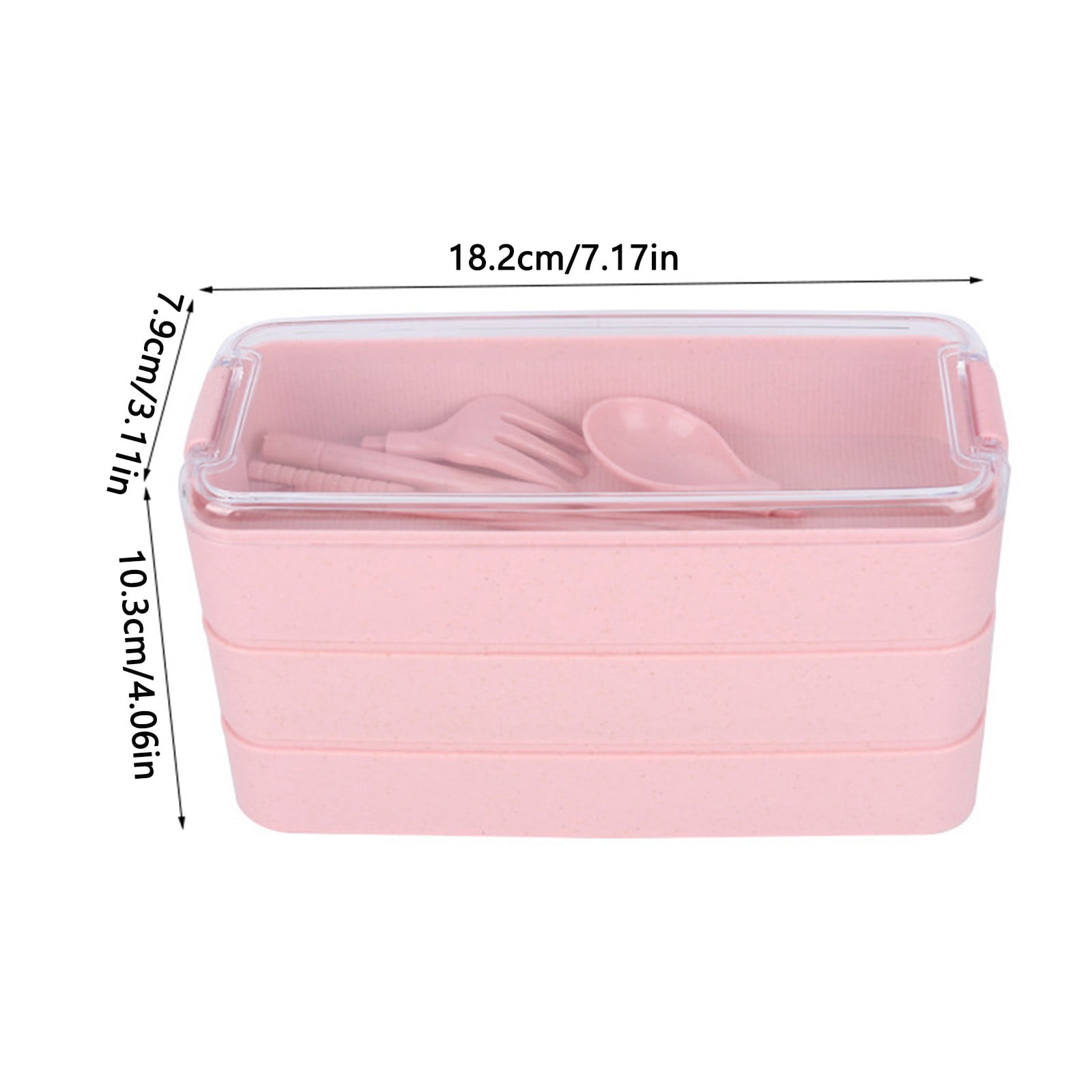 Yulucky Plastic Lunch Box,Stackable Bento Lunch Box with Utensil Set 3 ...