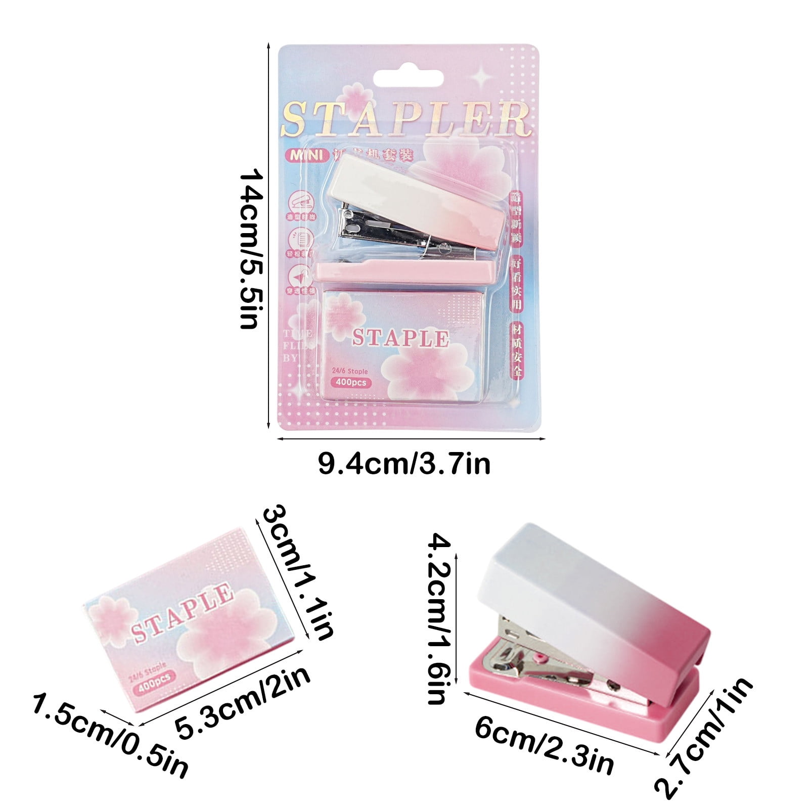 Yulucky Plastic Stapler Set,4-Pack Mini Stapler Set-Gradient Macaron ...