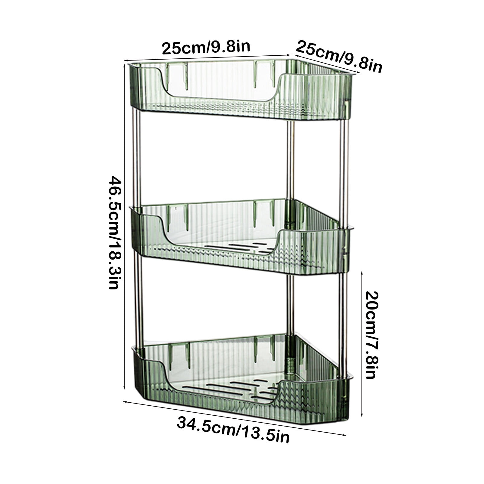 Yulucky Plastic Three Tier Shelf,Corner Kitchen Shelf 3-Tier Plastic ...