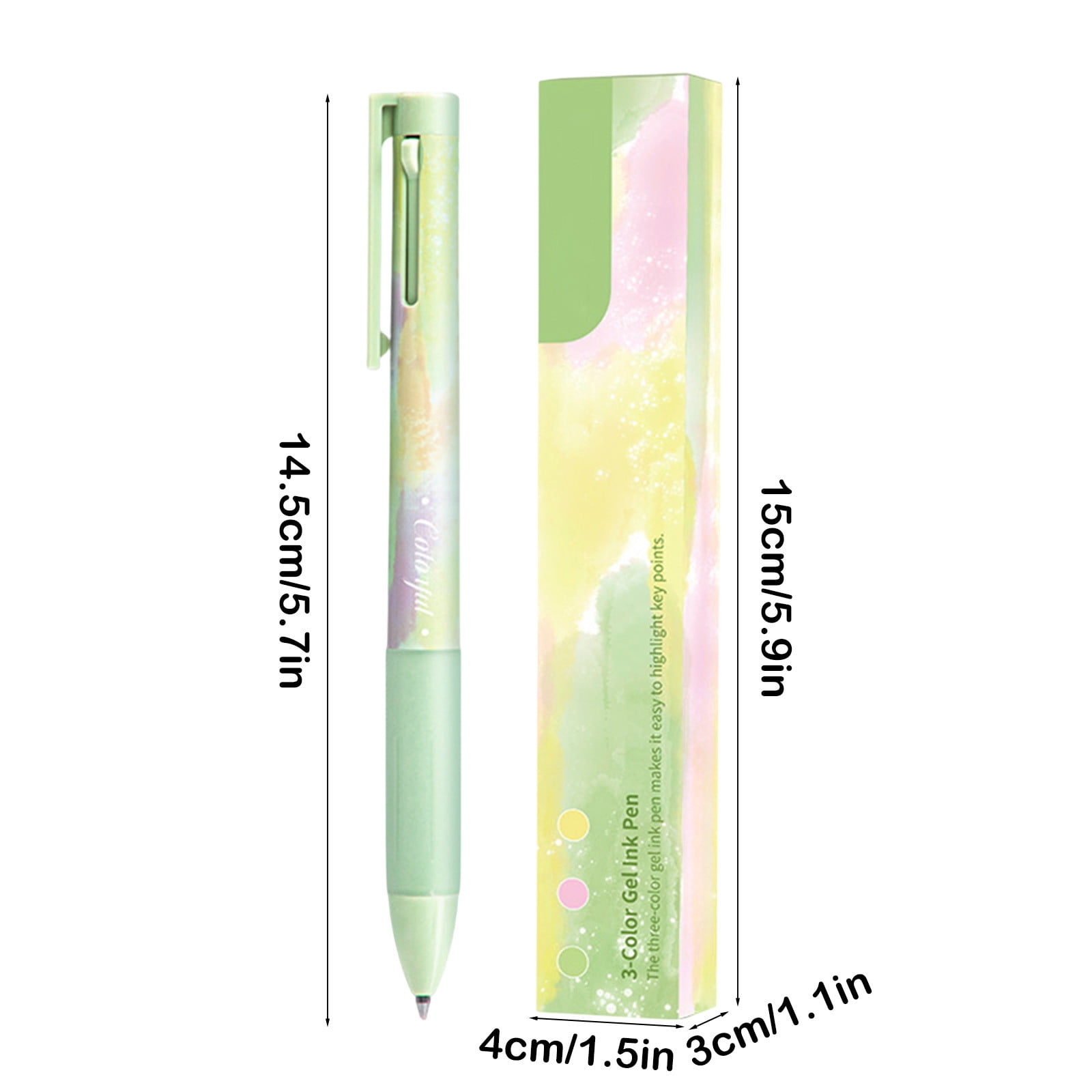 Yulucky Plastic Tricolor Pen,3-in-1 Click Pen with 0.5mm Tip-Gray Green ...
