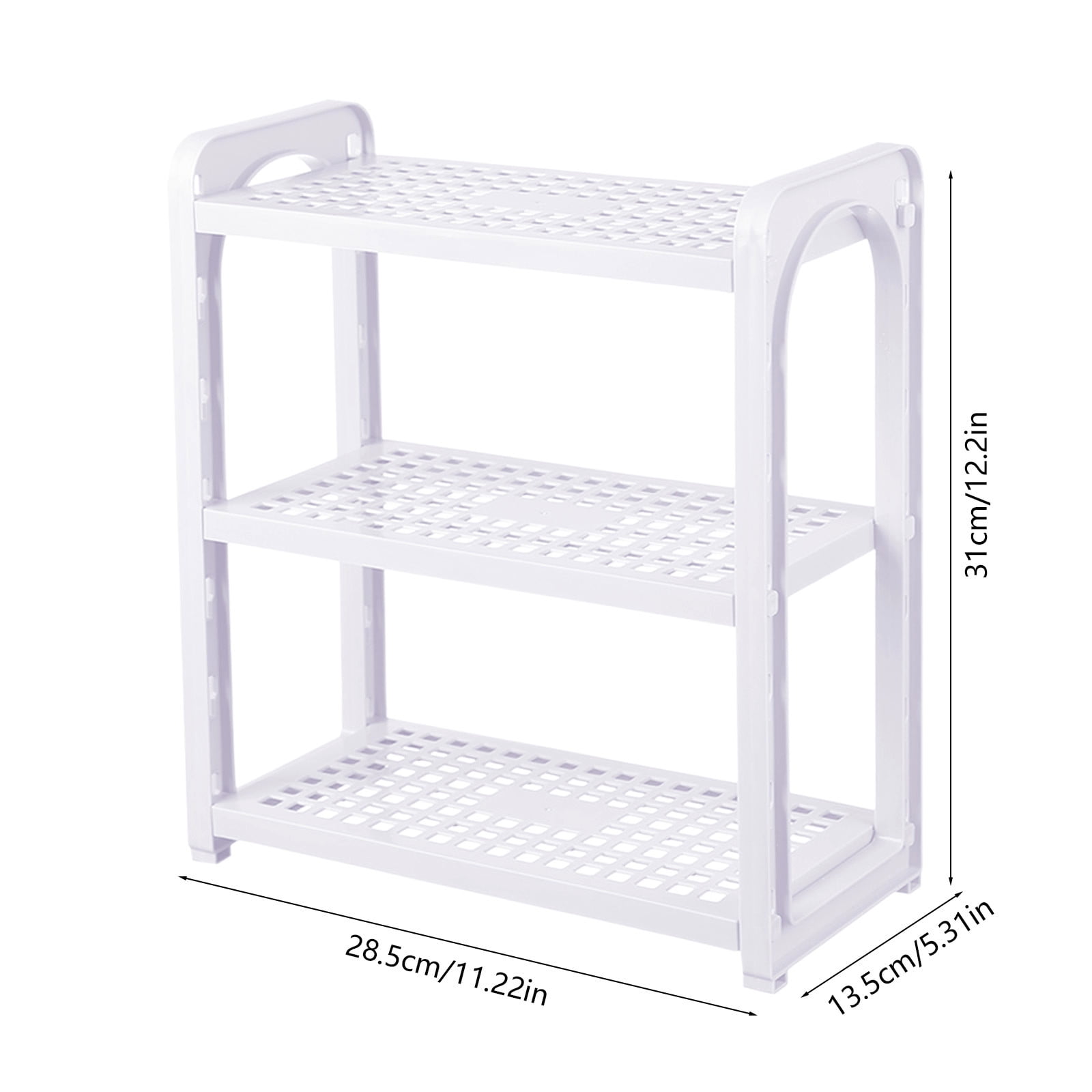 Yulucky Plastics Rack,3-Tier Plastic Storage Shelf Organizer-12.2 x 11. ...