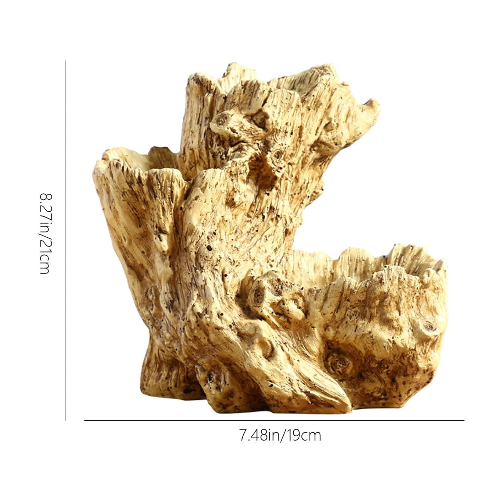 Yulucky Resin Bonsai,Resin Stump Planter with 3 Planting Pits-8.26x7 ...
