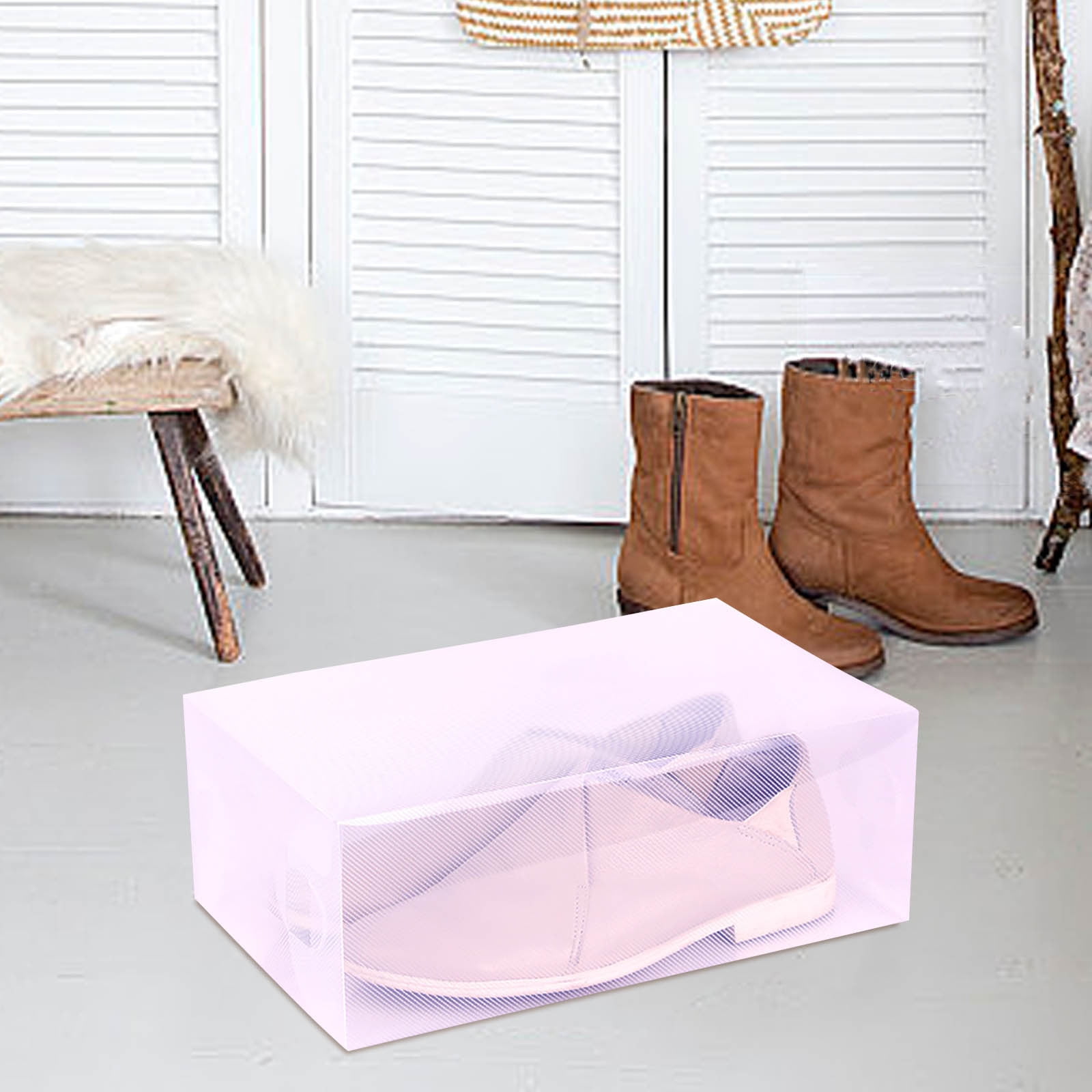 Yulucky Shoe Storage,Foldable Plastic Shoe Storage Box Organizer with ...