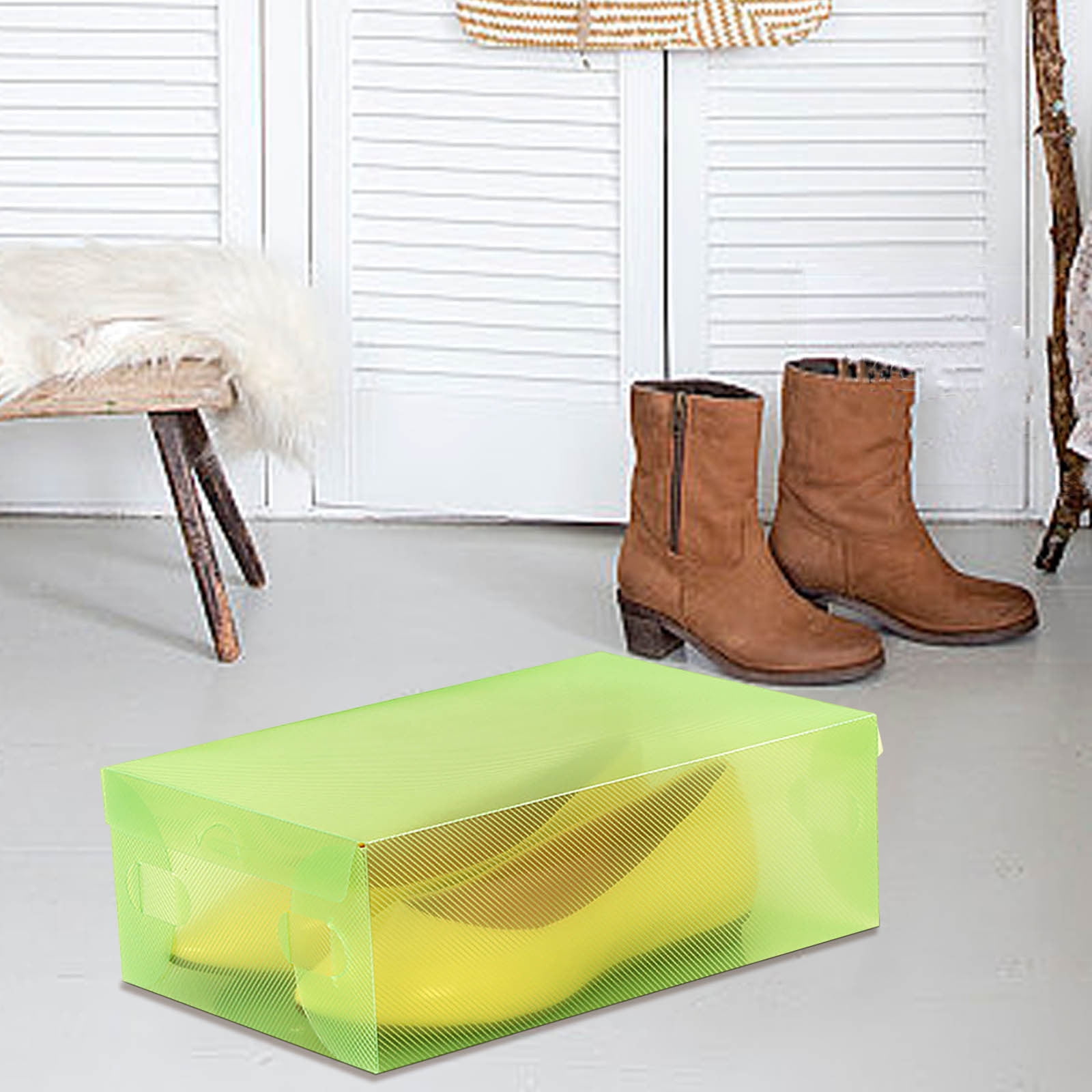 Yulucky Shoe Storage,Foldable Plastic Shoe Storage Box Organizer with ...