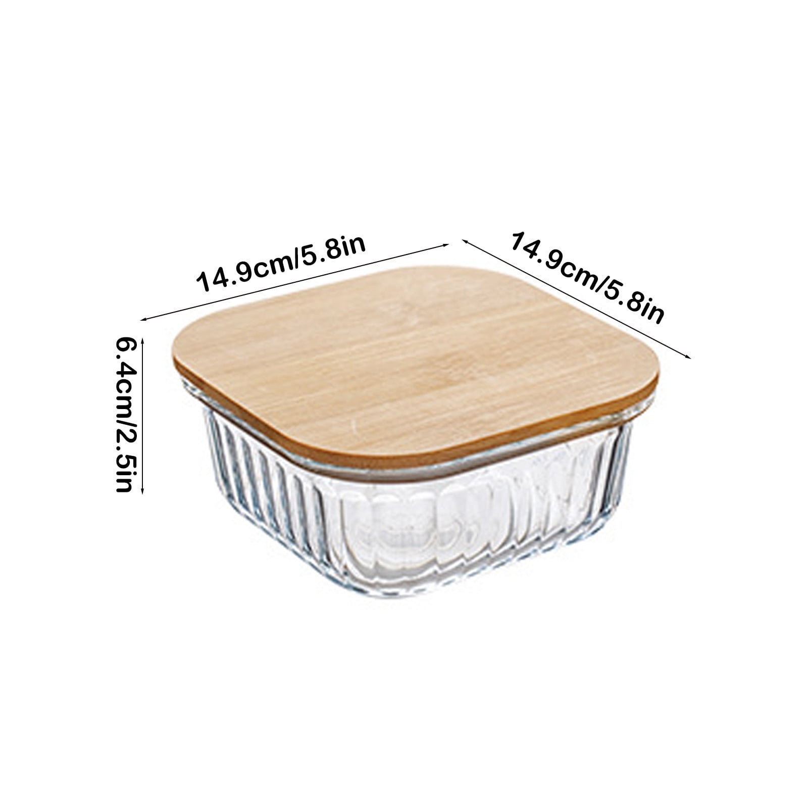 Yulucky Square Glass Bowl,Square Glass Lunch Box with Wooden Lid - 14 ...
