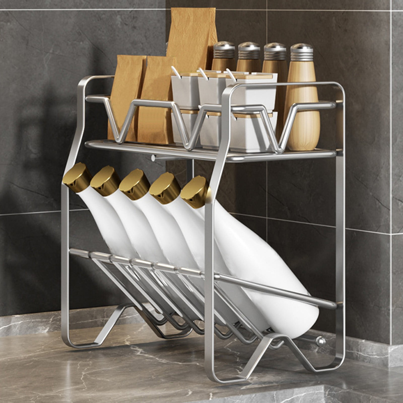 Yulucky Stainless Steel Storage Rack,Stainless Steel 2-Tier Kitchen ...