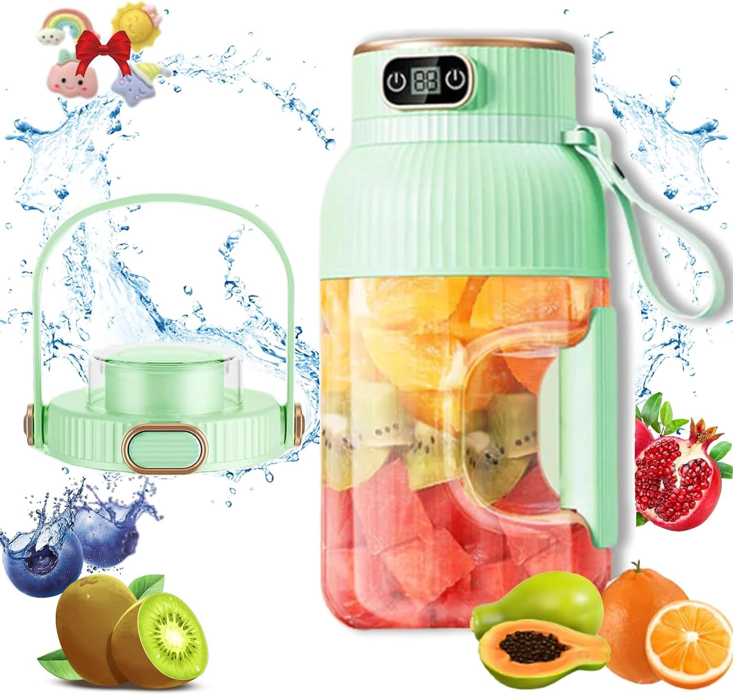 Yulyoie Multifunctional Portable Juicer Cup with Digital Display ...