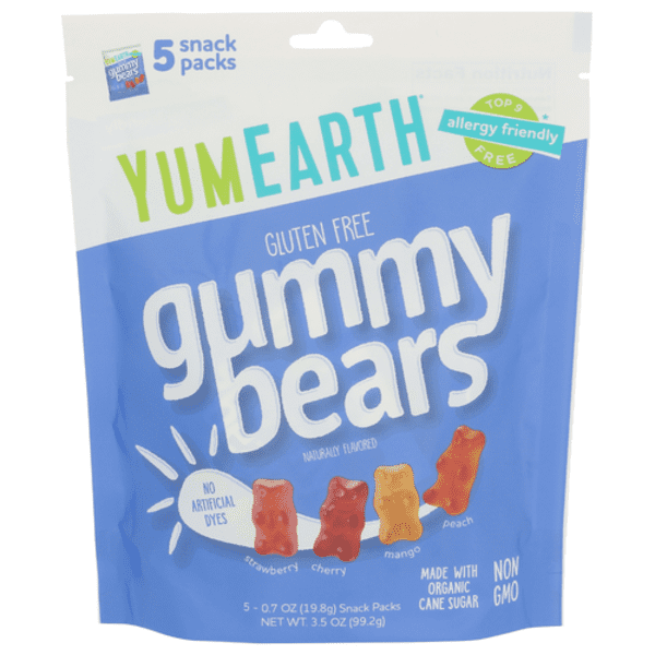 Yum Earth Gummy Bears Snack Pack 3.5 oz - Pack of 2 - Walmart.com