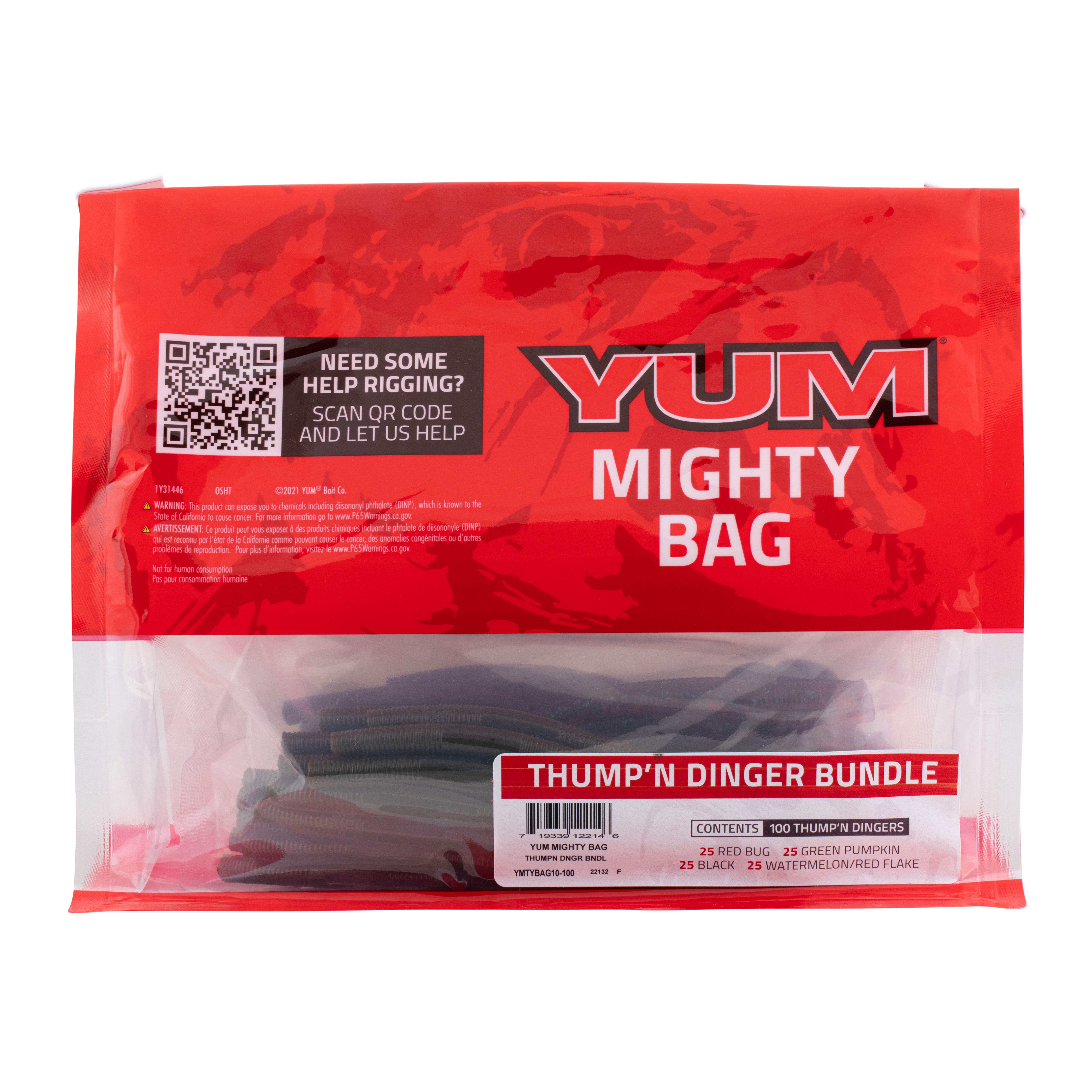 Yum Mighty Bag Thump N Dinger Bundle Fishing Lures, 100 Count - Walmart.com