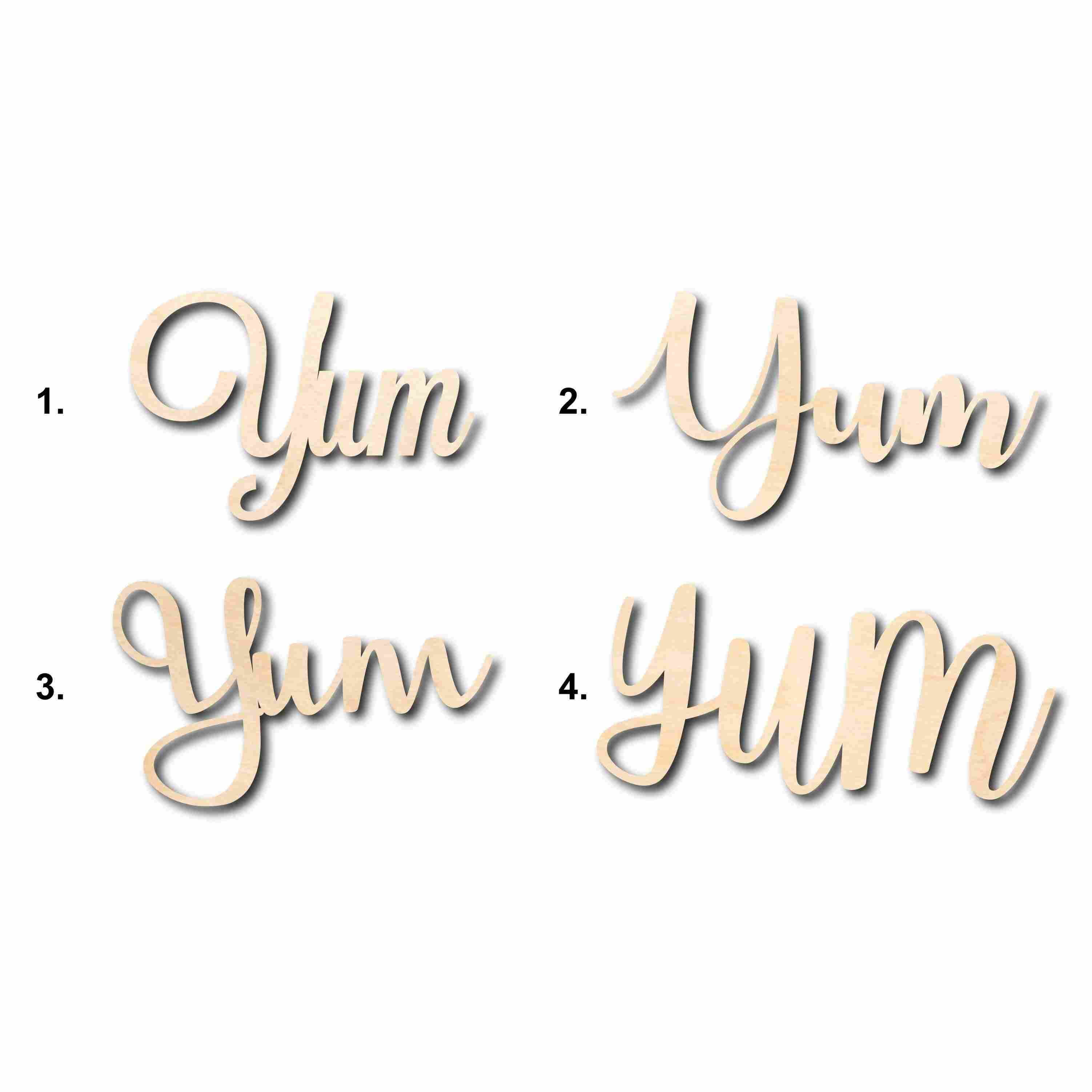 Yum Sign Unfinished Wood Cutout Home Decor DIY Option 3- 14" Wide / 1/8 ...