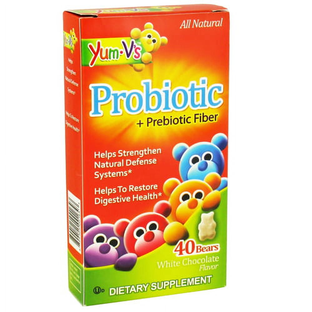 Yum-Vs -Probiotic Plus Prebiotic Fiber, White Chocolate Bears - 40 Ea ...