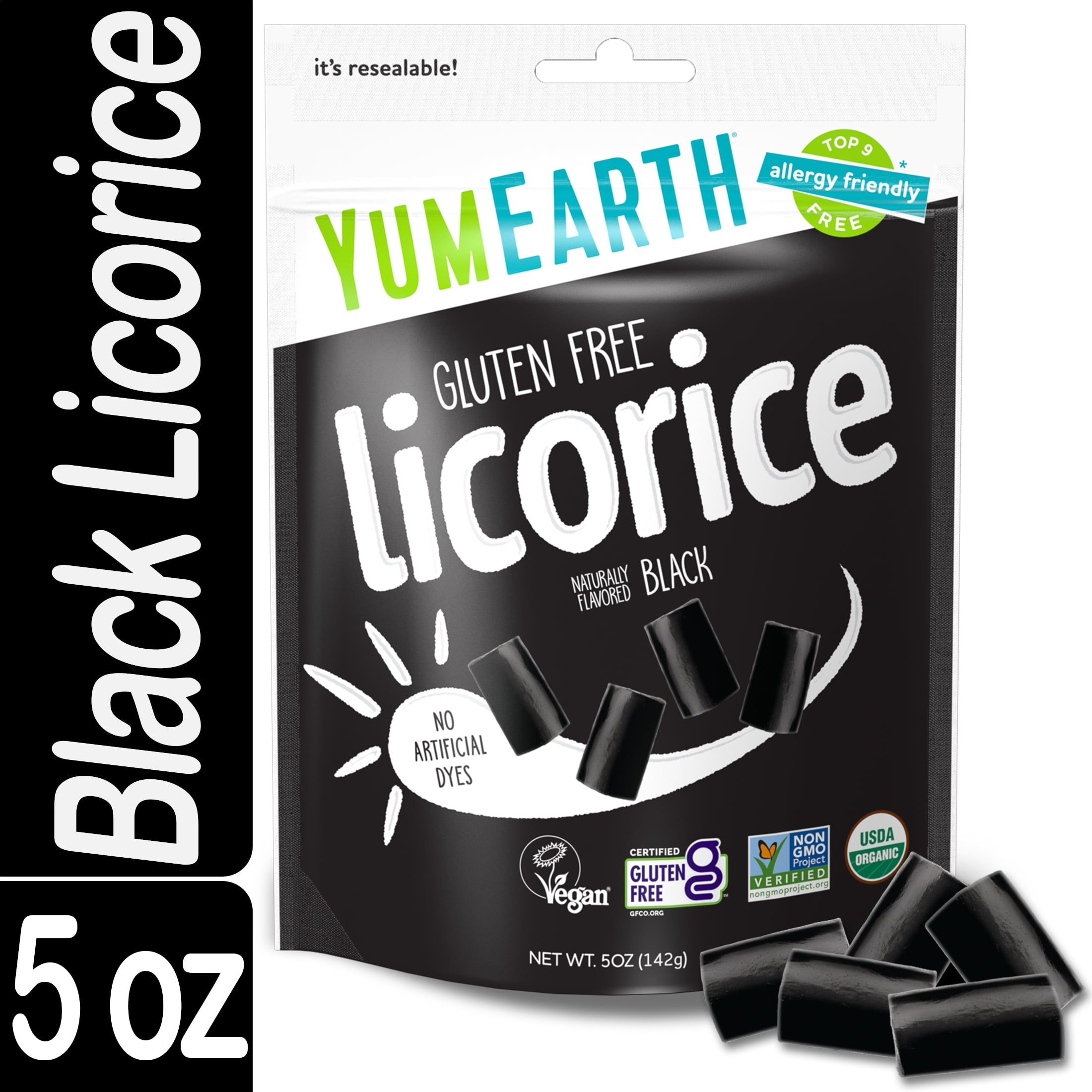 YumEarth Organic Black Licorice, Gluten Free, 5 oz Bag - Walmart.com