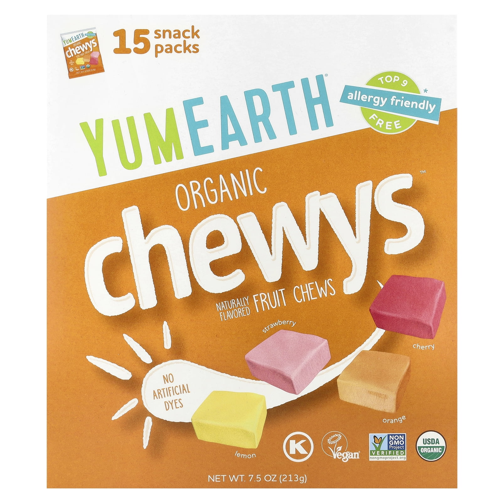 YumEarth Organic Chewys™, Fruit Chews, 15 Snack Packs, 0.5 oz (14 g ...