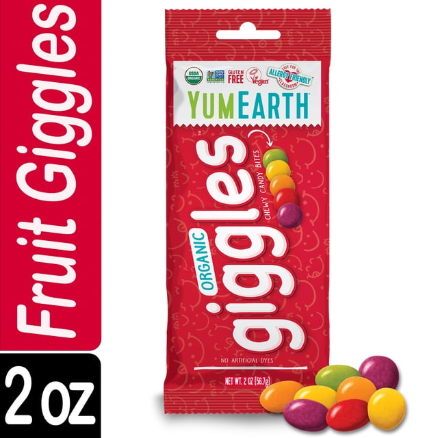 YumEarth Organic Giggles Candy, Gluten Free, Assorted Flavors, 2 oz Bag ...