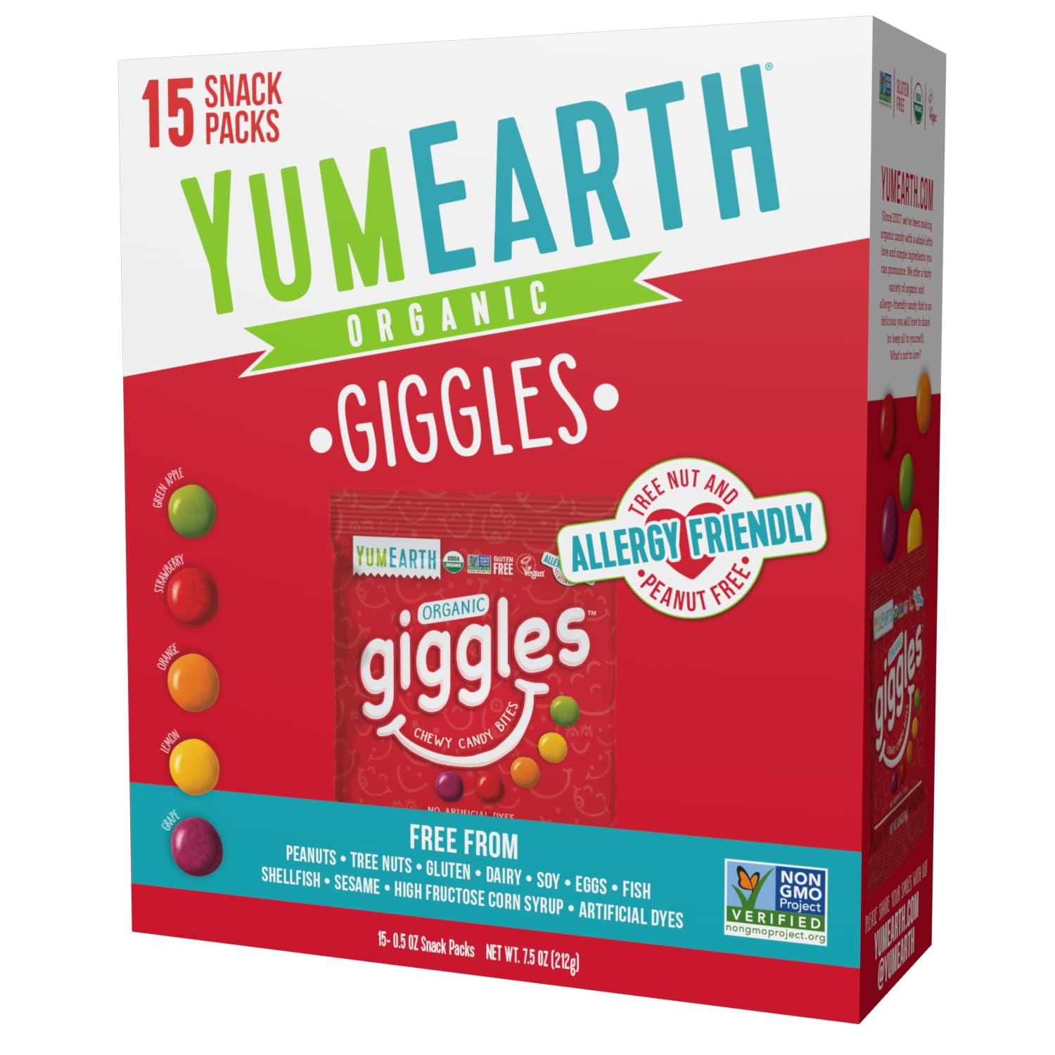 YumEarth Organic Giggles Chewy Candy - Allergy Friendly (Top 9 Free ...
