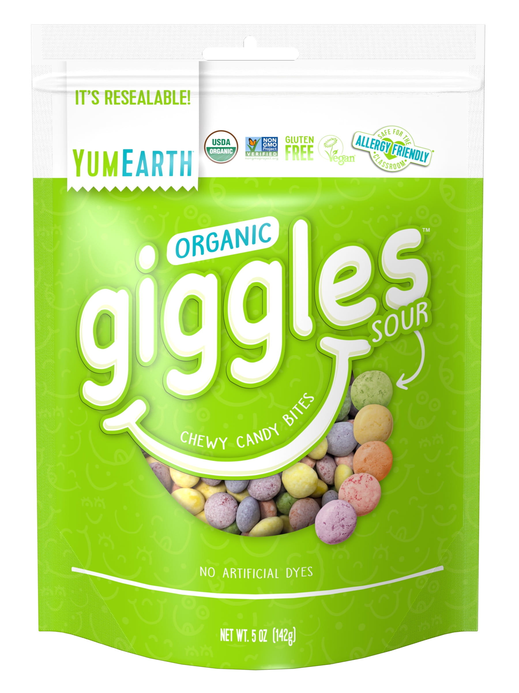YumEarth Organic Giggles, Chewy Candy, Sour Fruit Flavors, 5 oz ...