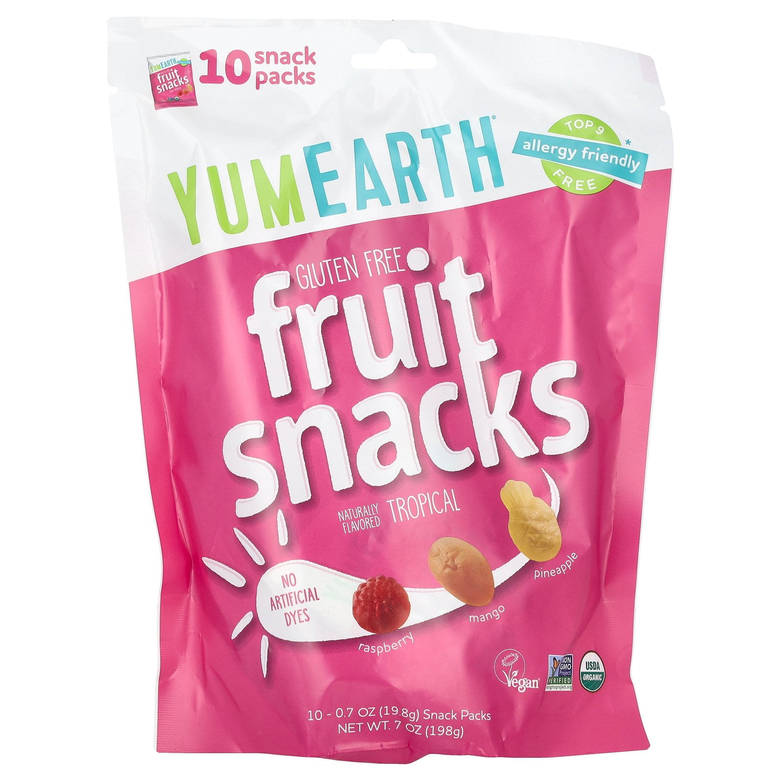 YumEarth Organic Tropical Fruit Snacks, Gluten Free, Vegan, Mango ...