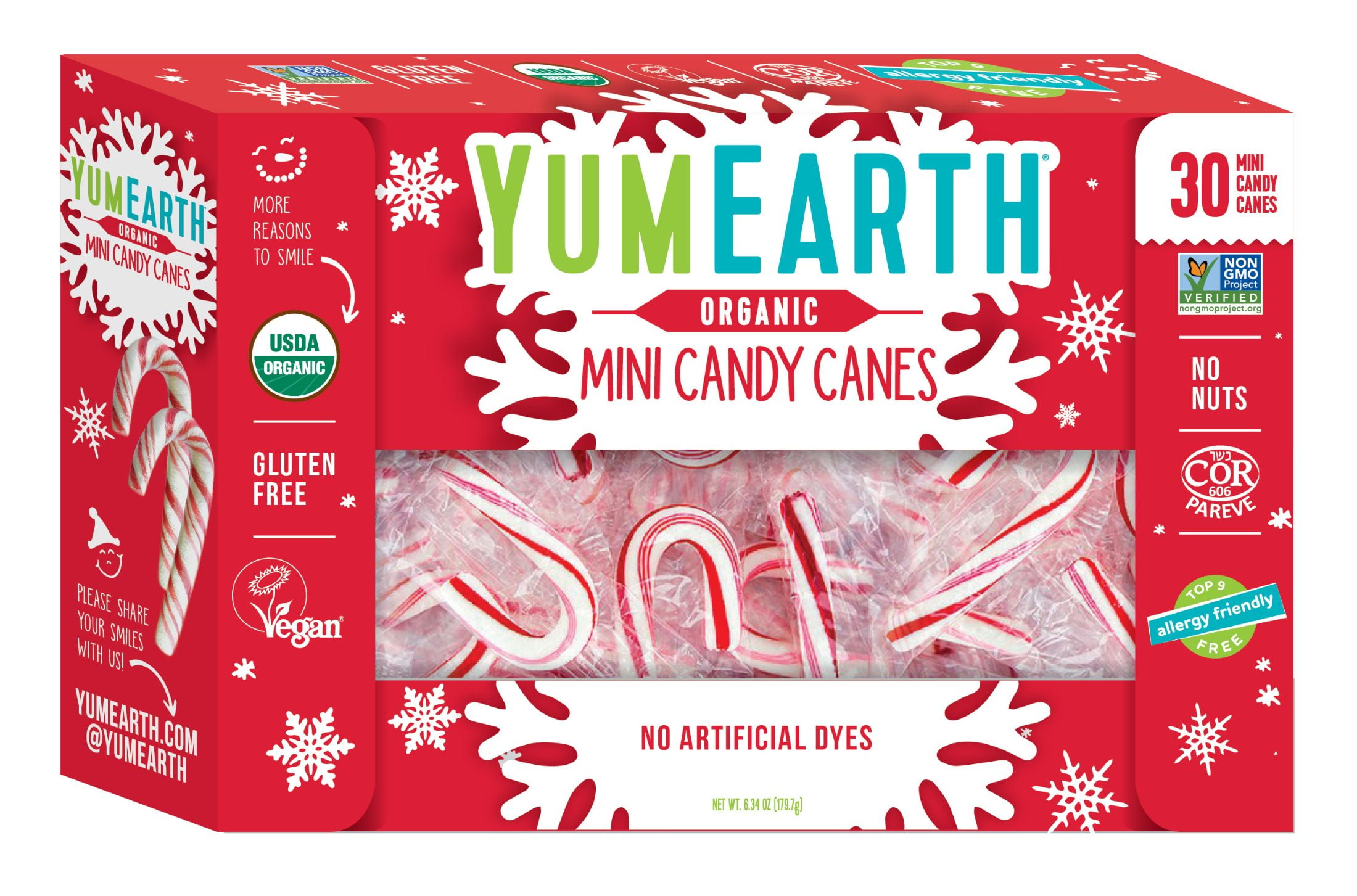 YumEarth, Holiday Organic Mini Candy Canes, 6.34 oz, 30 ct - Walmart.com