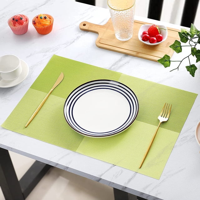 YumSur Set of 6 Placemats,11.8x17.7in PVC Non-Slip Washable Place Mats ...